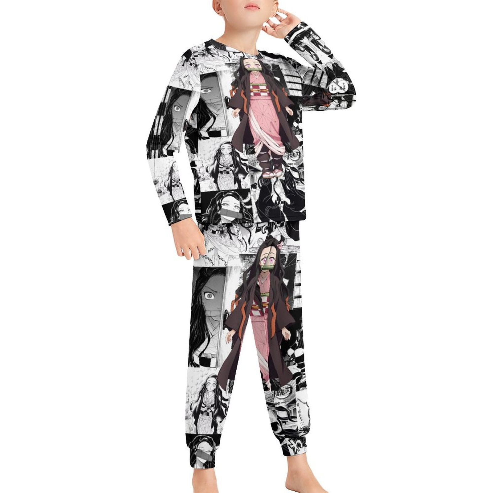 Demon Slayer Nezuko Ki-ds Pajamas 2 Piece Pjs Set Little Big Bo-ys Gi ...