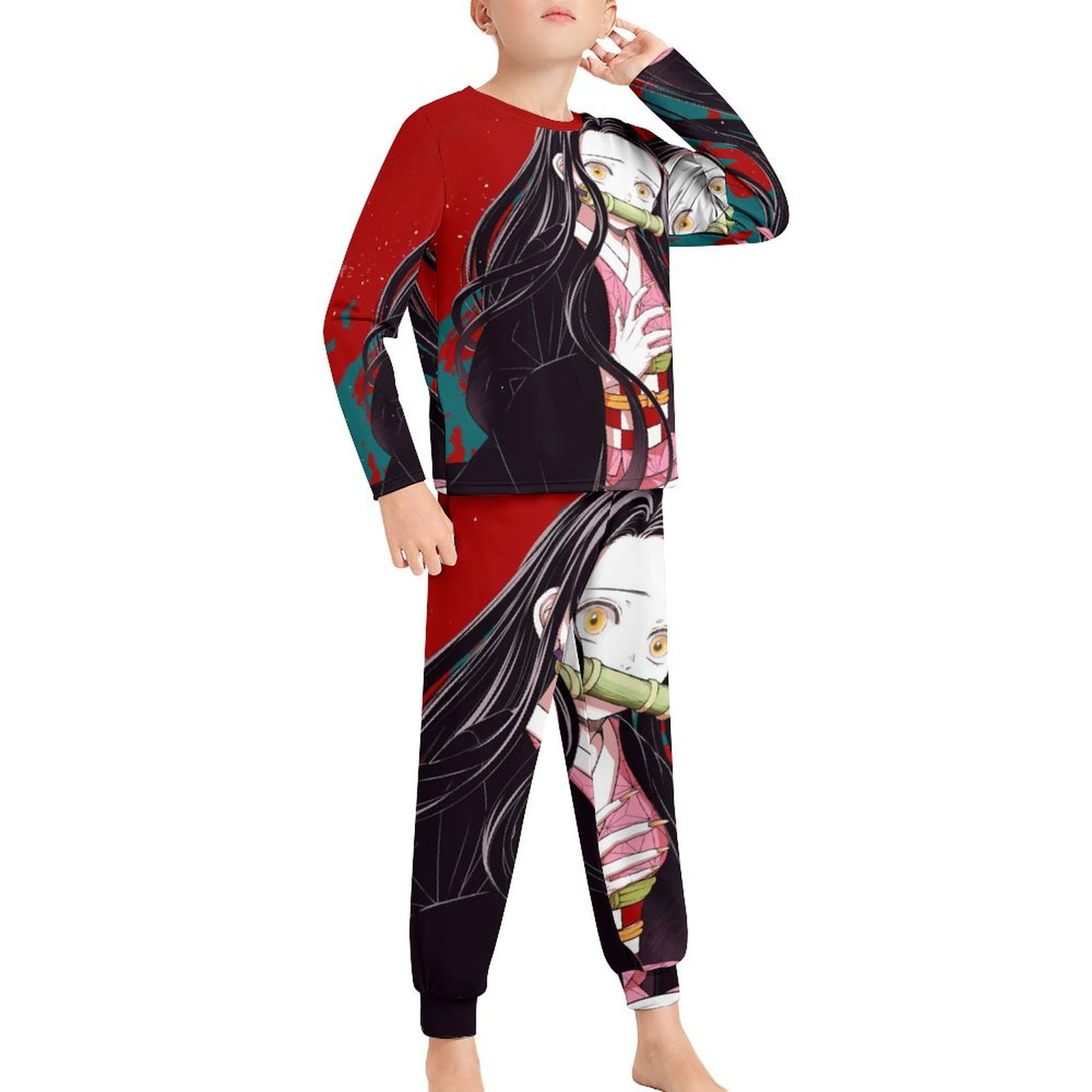 Demon Slayer Nezuko Ki-ds Pajamas 2 Piece Pjs Set Little Big Bo-ys Gi ...