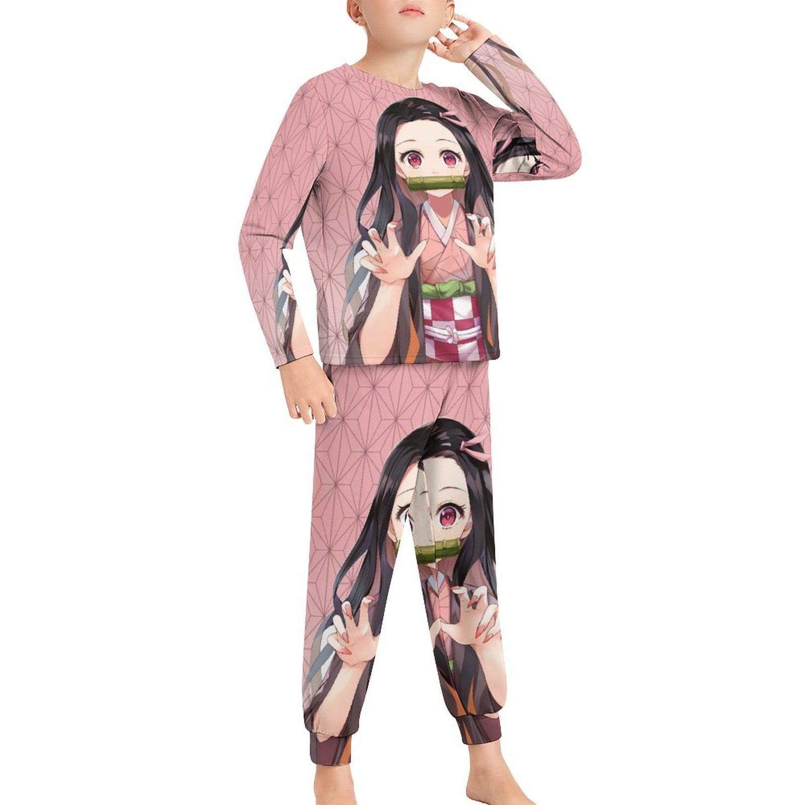 Demon Slayer Nezuko Ki-ds Pajamas 2 Piece Pjs Set Little Big Bo-ys Gi ...
