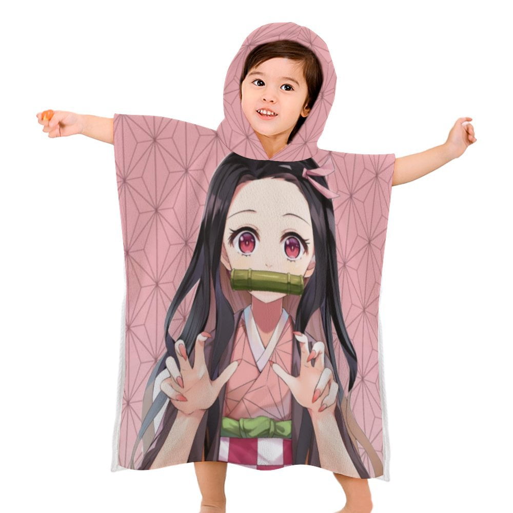 Demon Slayer Nezuko Kids Hooded Beach Towel for Boys Girls, Bath Pool ...