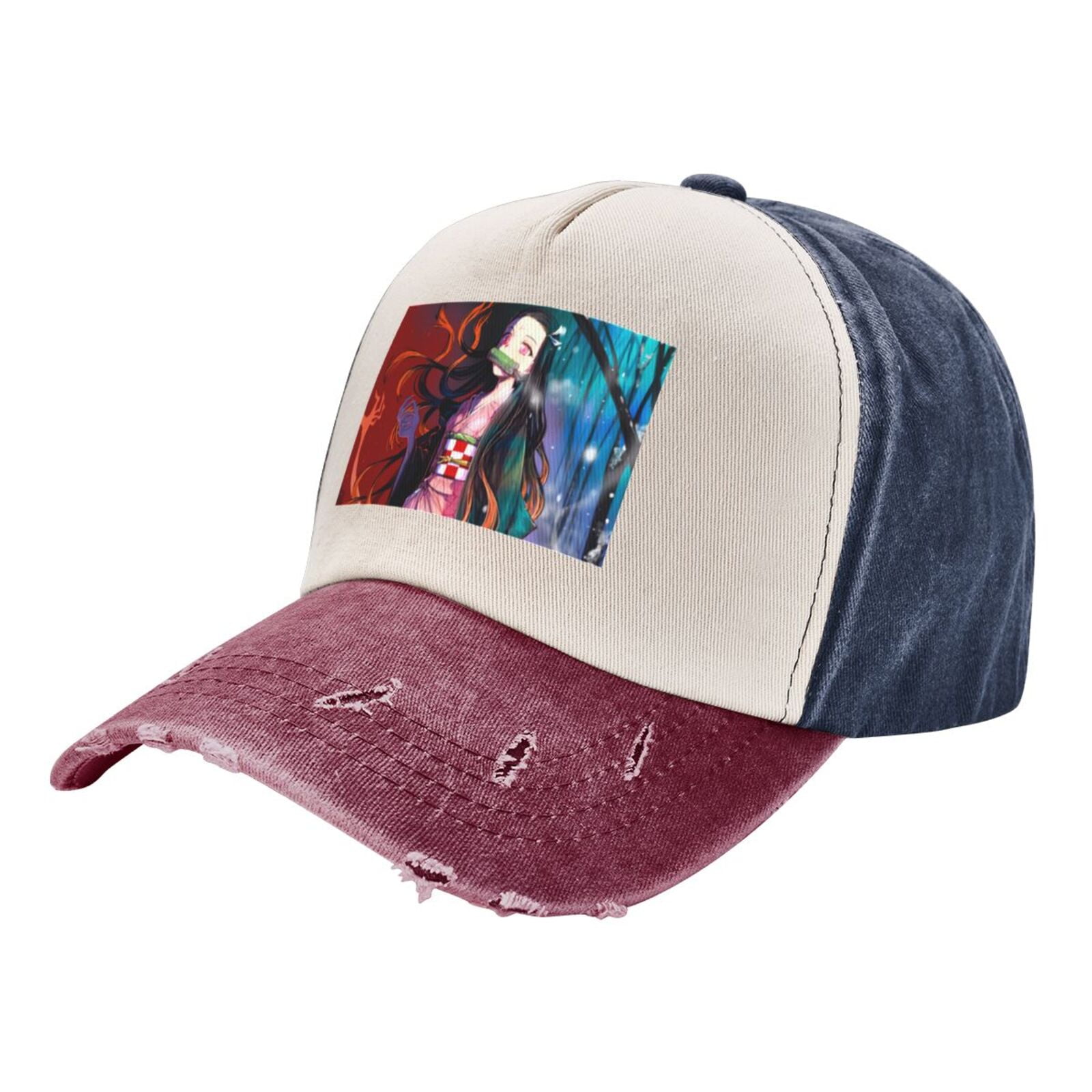 Demon Slayer Nezuko Men Women Washed Distressed Cotton Dad Hat Baseball ...