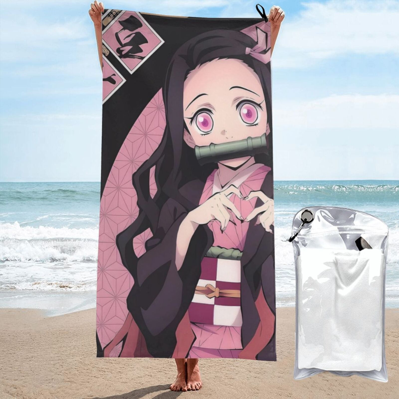 Demon Slayer Nezuko Microfiber Beach Towel, Oversized Sand Free Travel ...
