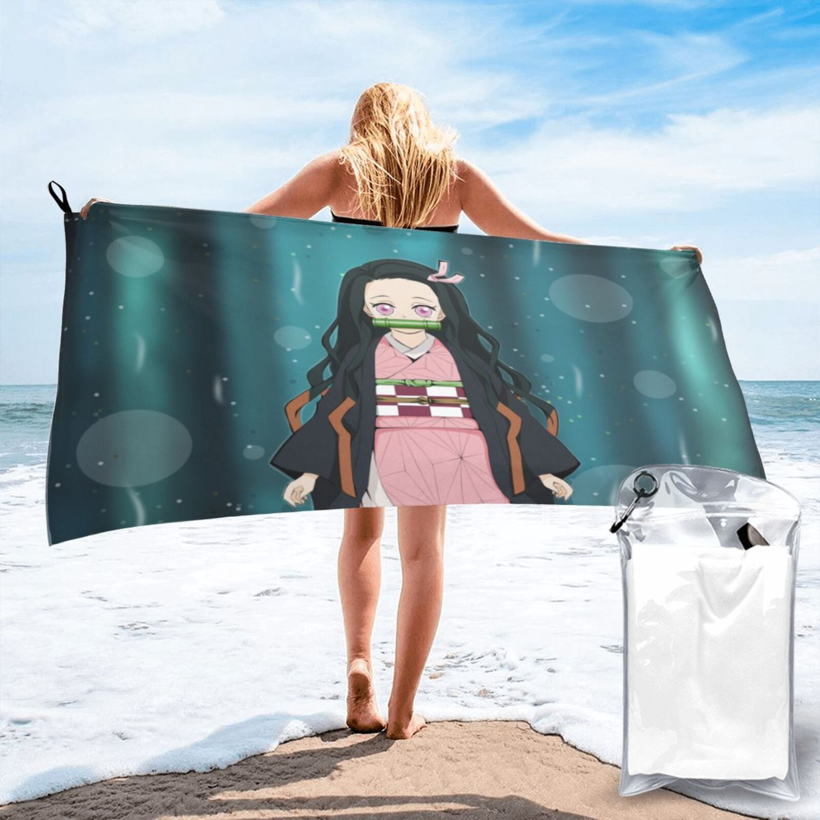 Demon Slayer Nezuko Microfiber Beach Towel, Oversized Sand Free Travel ...