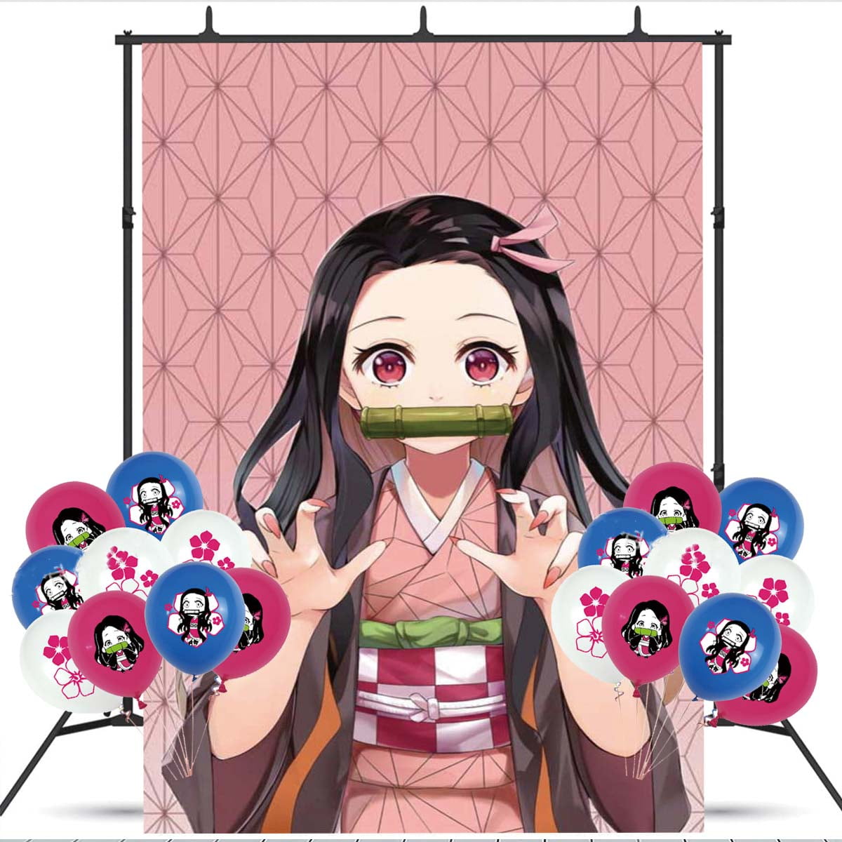 Demon Slayer Nezuko Party Decorations Balloons Taspestry Backdrop ...