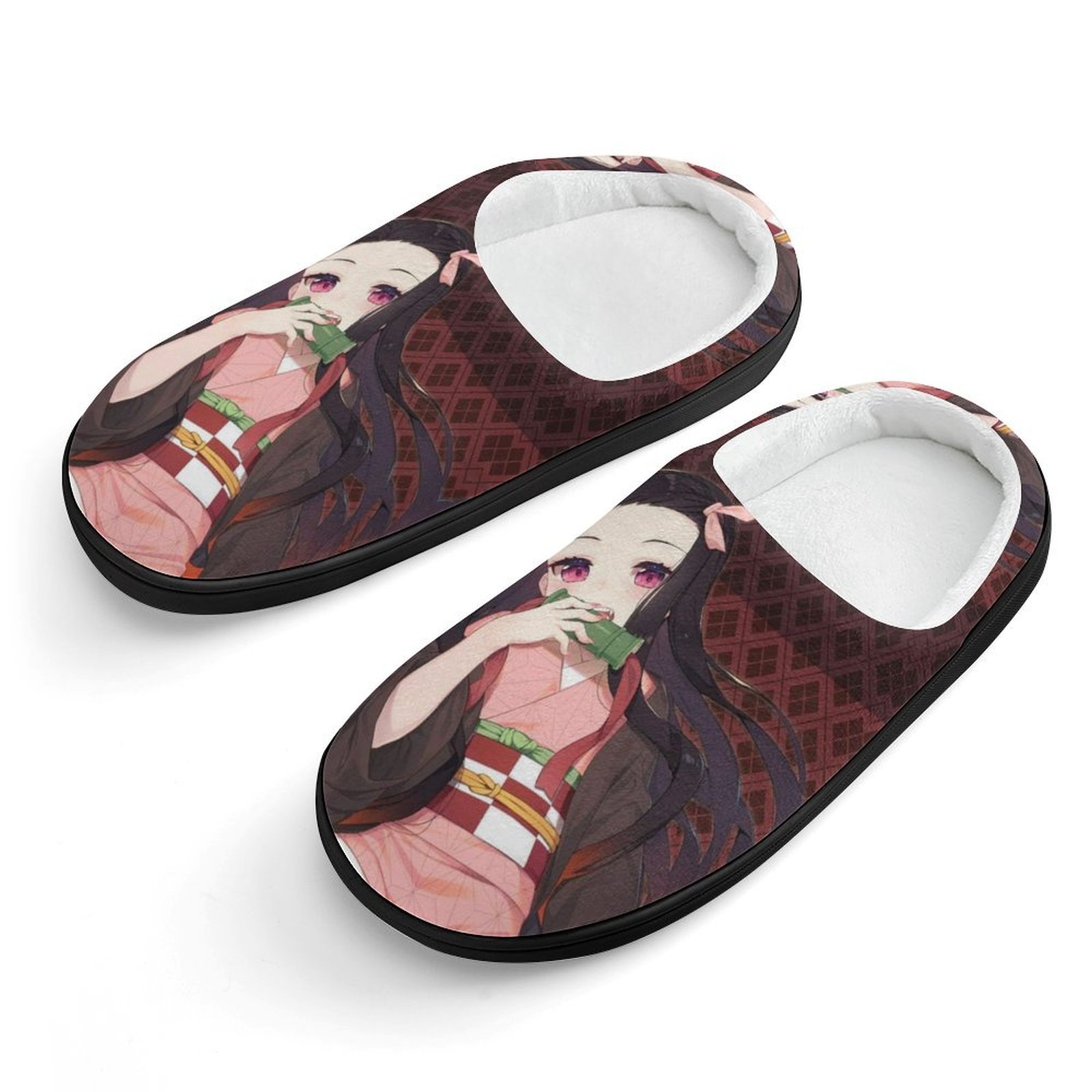 Demon Slayer Nezuko Slippers for Kids, Cute Soft Plush Anti-slip Fluffy ...