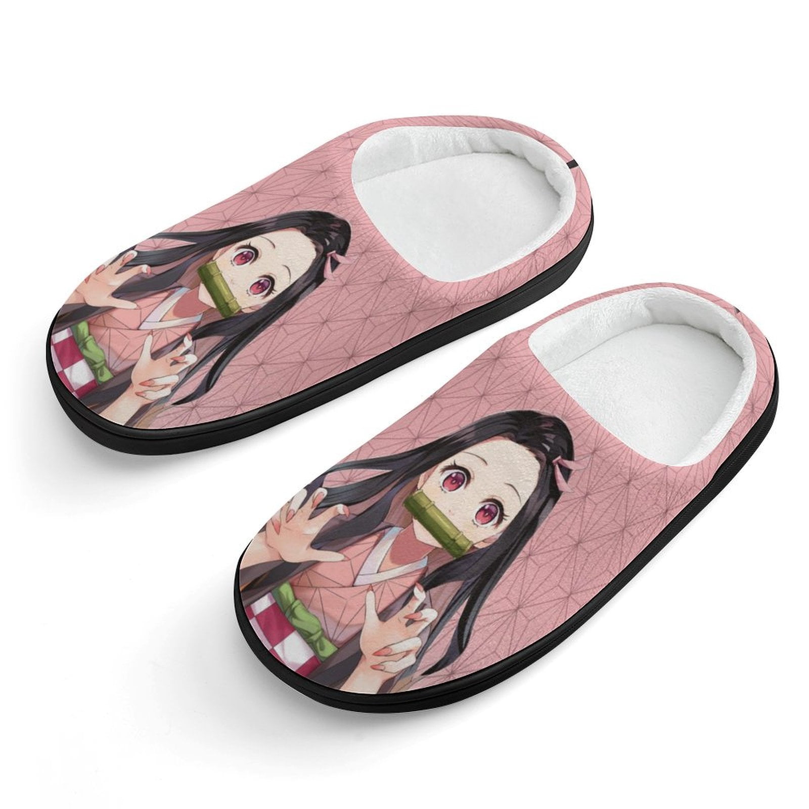 Demon Slayer Nezuko Slippers for Kids, Cute Soft Plush Anti-slip Fluffy ...