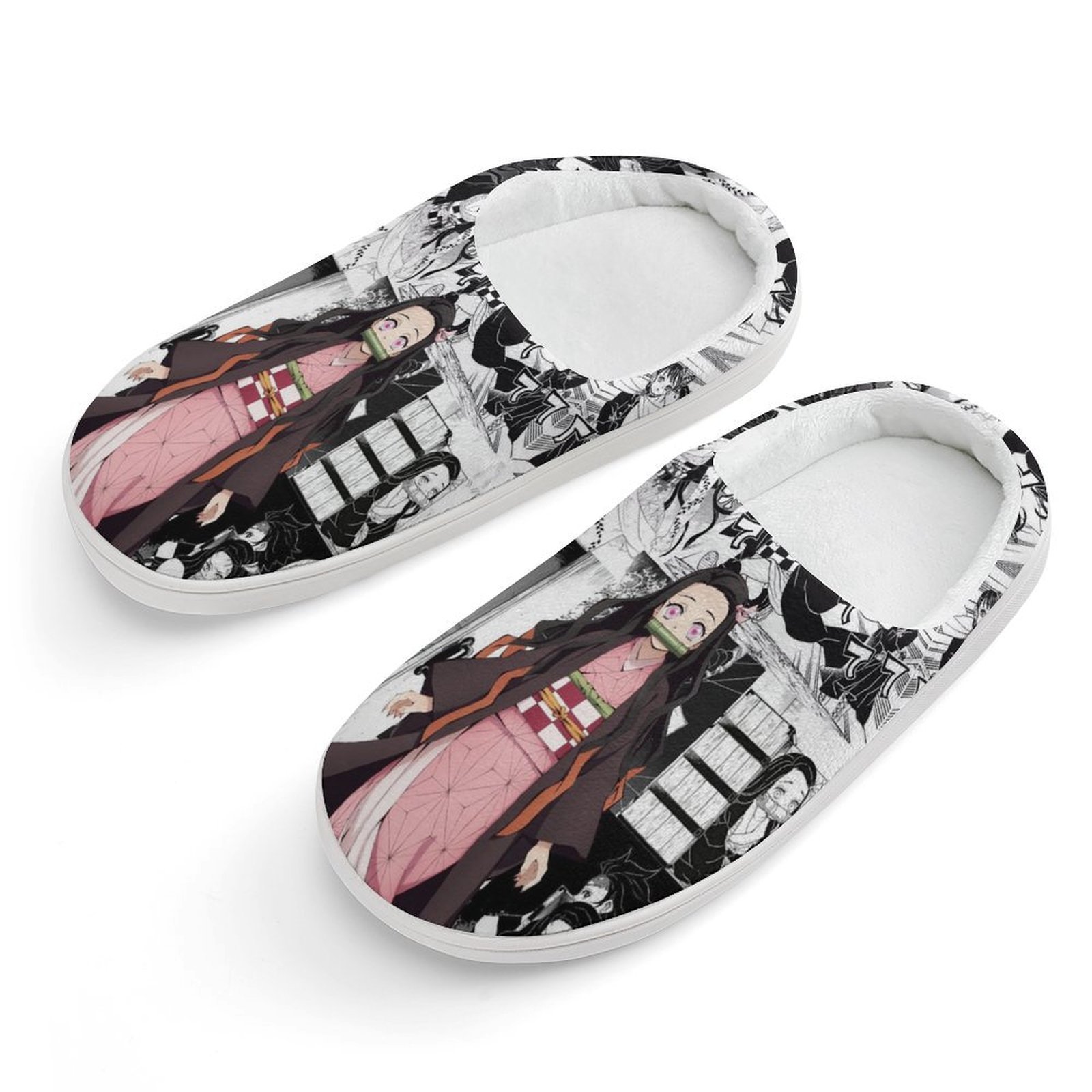 Demon Slayer Nezuko Slippers for Kids, Cute Soft Plush Anti-slip Fluffy ...