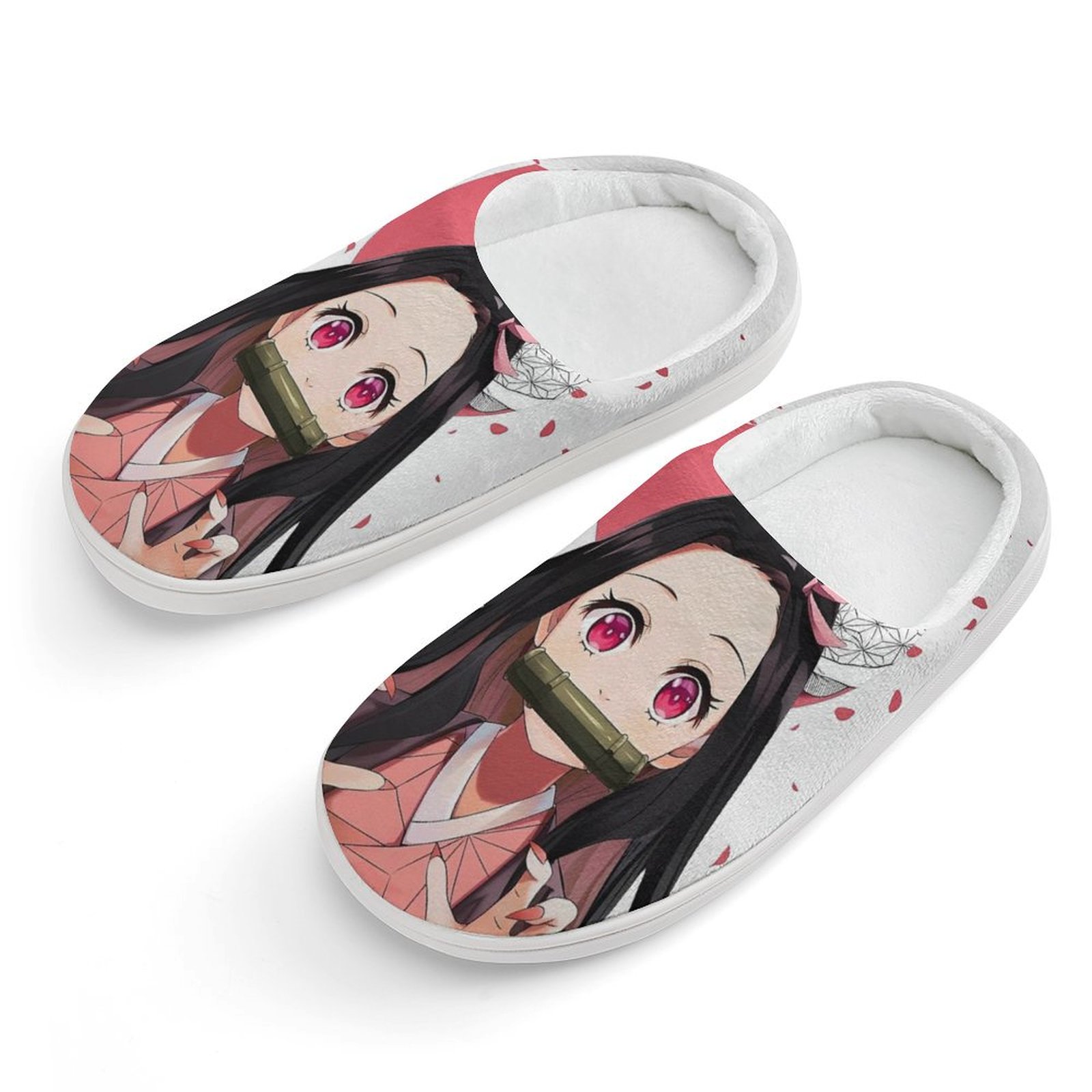 Demon Slayer Nezuko Slippers for Kids, Cute Soft Plush Anti-slip Fluffy ...