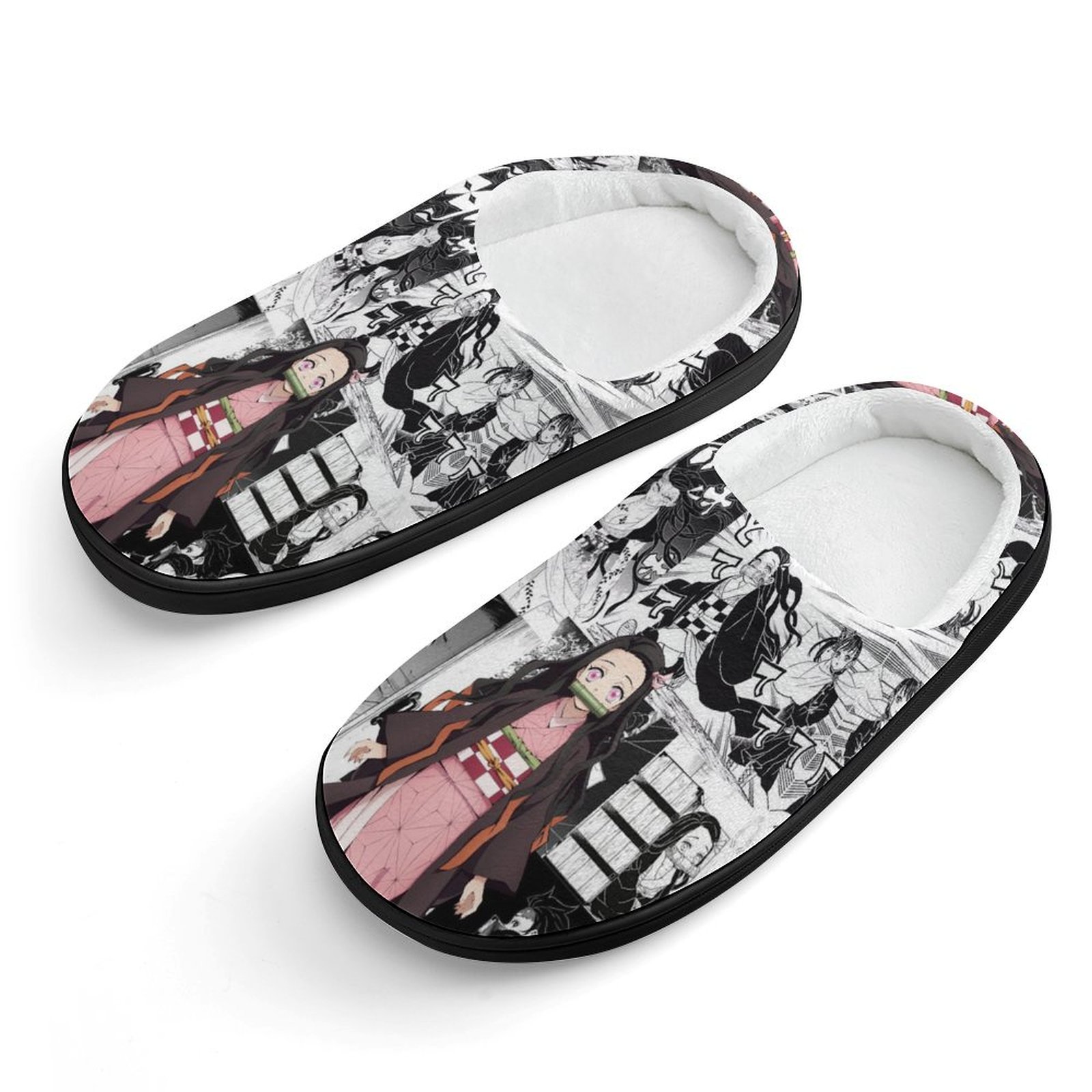 Demon Slayer Nezuko Slippers for Kids, Cute Soft Plush Anti-slip Fluffy ...