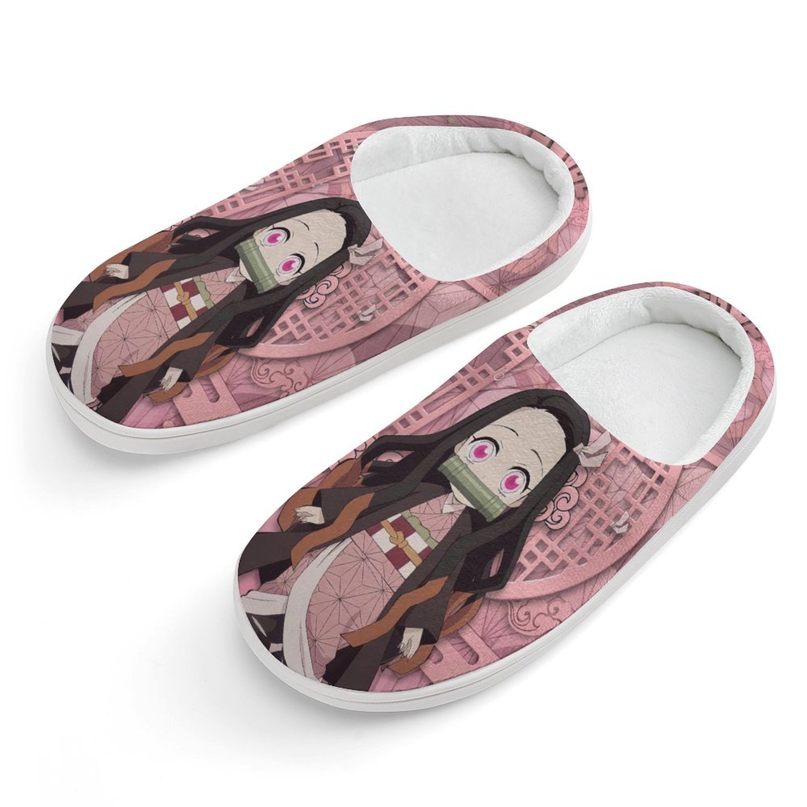 Demon Slayer Nezuko Slippers for Kids, Cute Soft Plush Anti-slip Fluffy ...