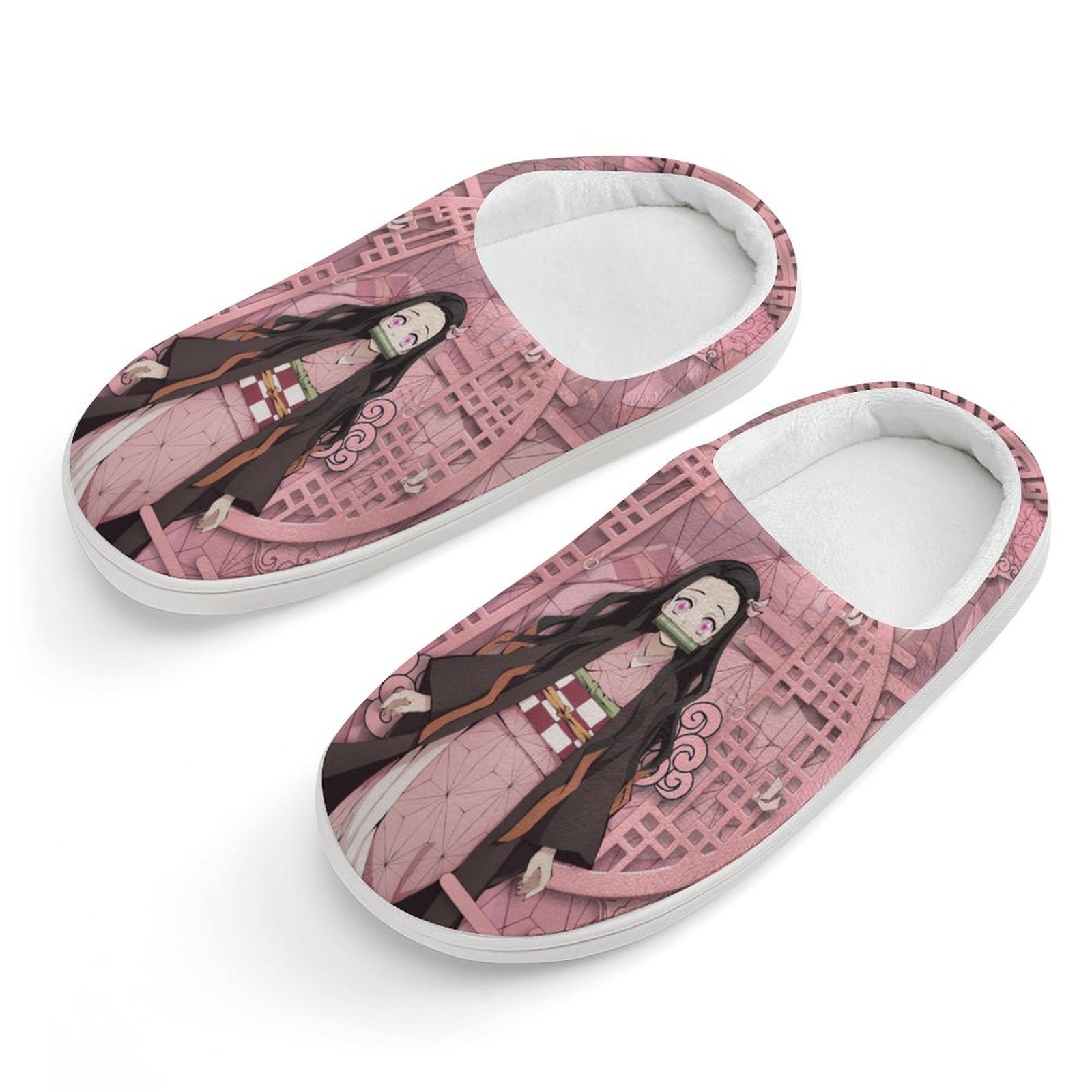 Demon Slayer Nezuko Slippers for Kids, Cute Soft Plush Anti-slip Fluffy ...