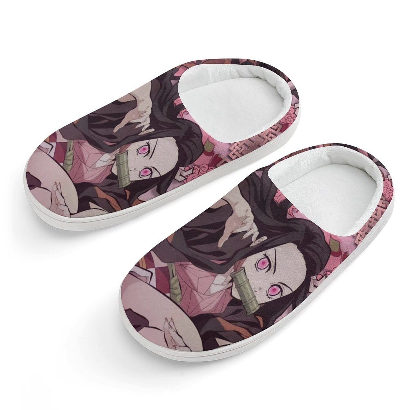 Demon Slayer Nezuko Slippers for Kids, Cute Soft Plush Anti-slip Fluffy ...