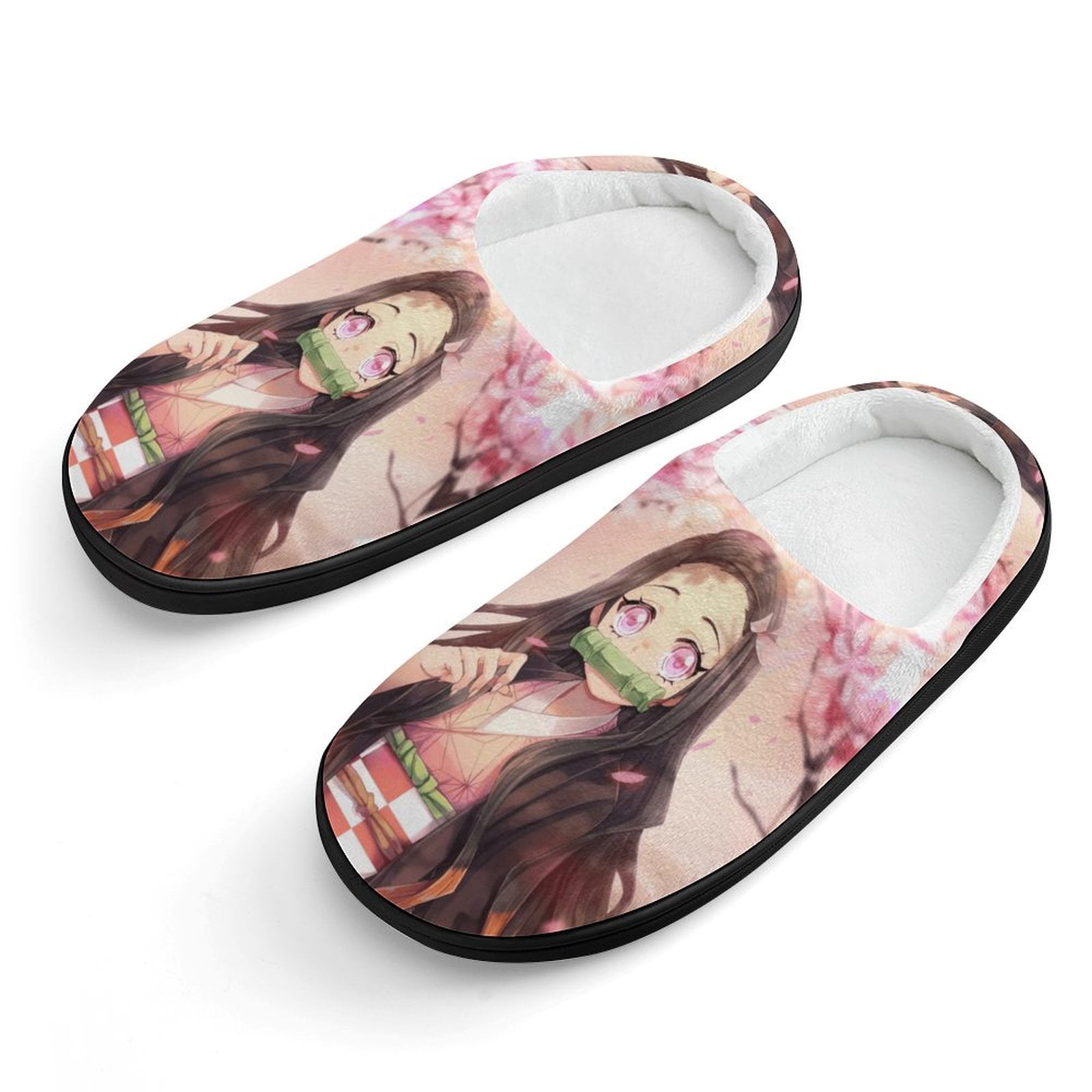 Demon Slayer Nezuko Slippers for Kids, Cute Soft Plush Anti-slip Fluffy ...