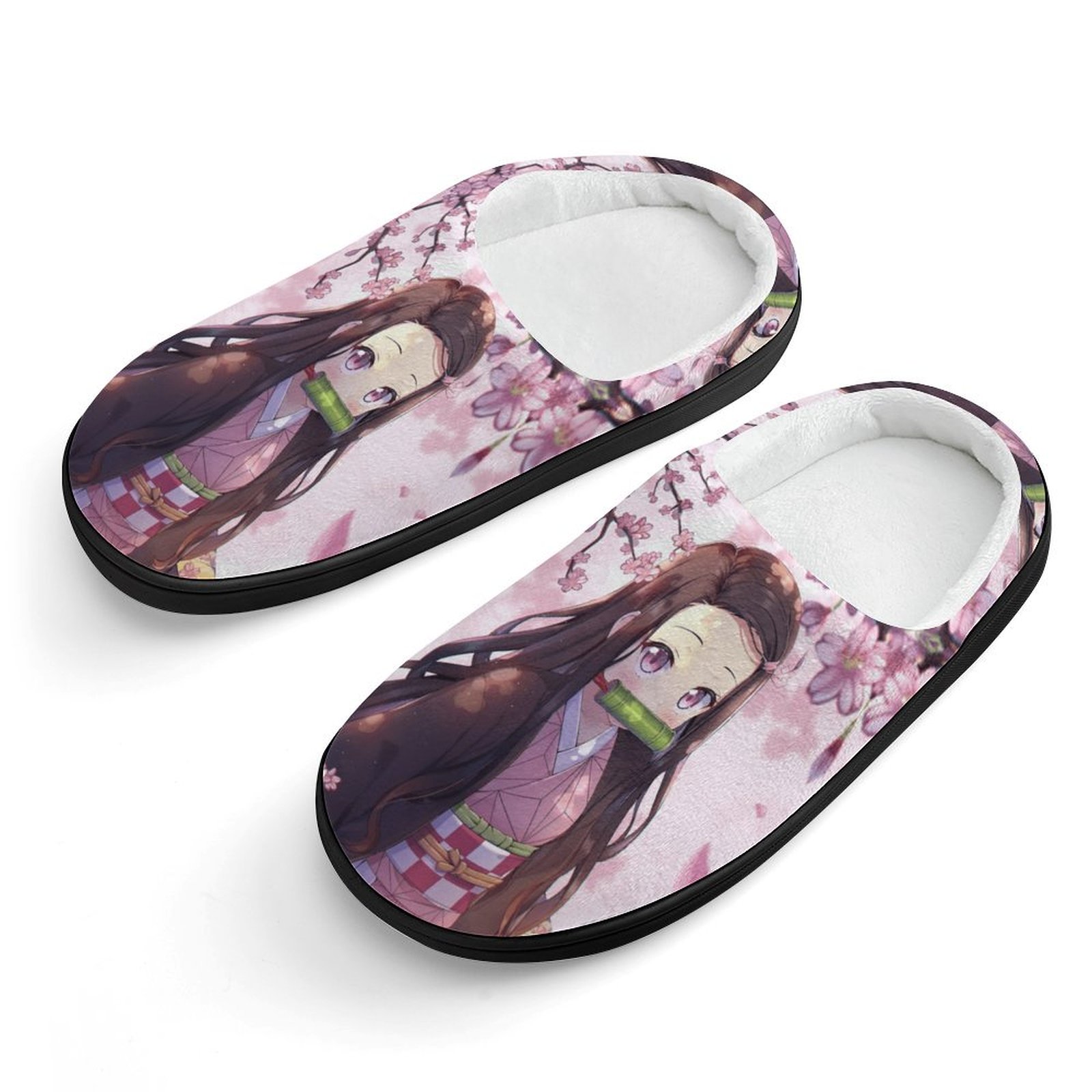 Demon Slayer Nezuko Slippers for Kids, Cute Soft Plush Anti-slip Fluffy ...
