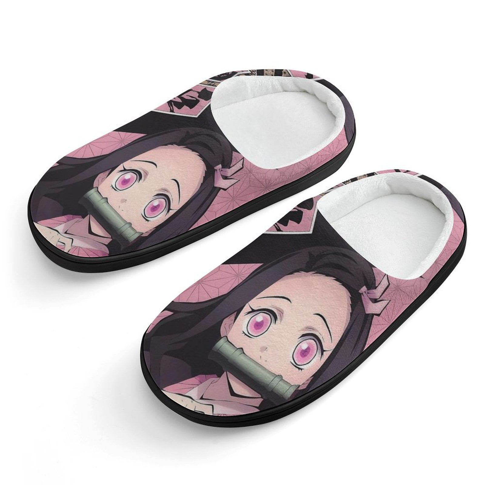 Demon Slayer Nezuko Slippers for Kids, Cute Soft Plush Anti-slip Fluffy ...