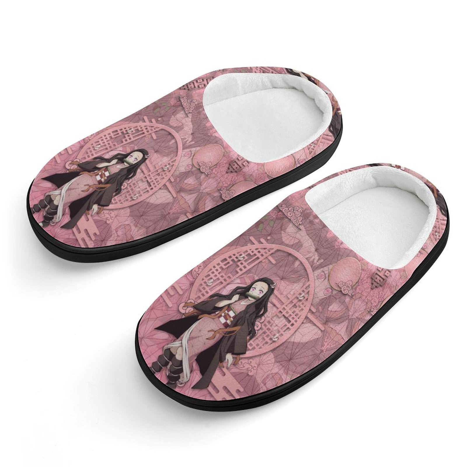 Demon Slayer Nezuko Slippers for Kids, Cute Soft Plush Anti-slip Fluffy ...