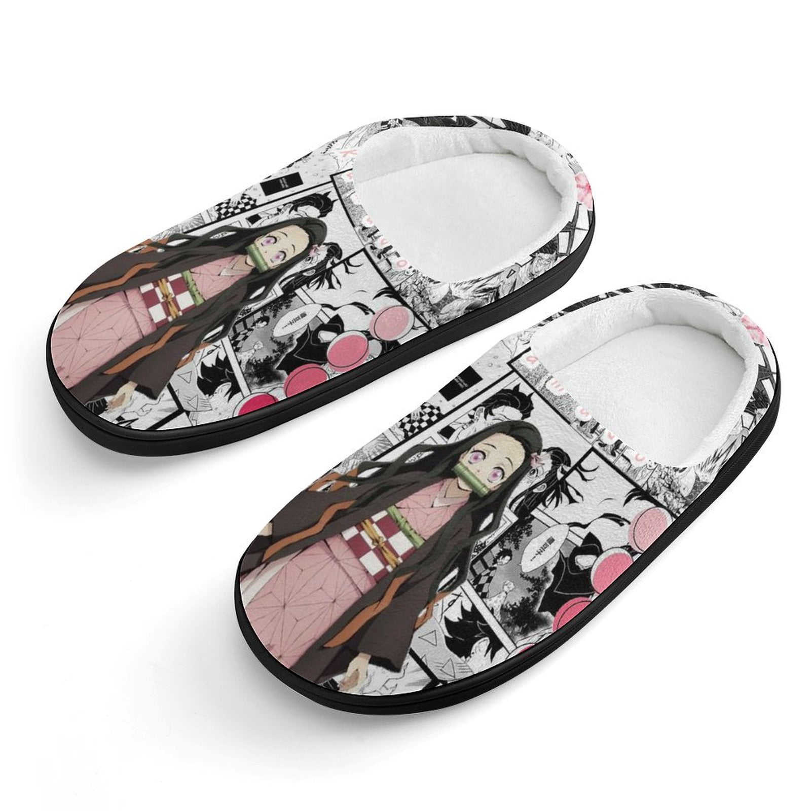 Demon Slayer Nezuko Slippers for Kids, Cute Soft Plush Anti-slip Fluffy ...