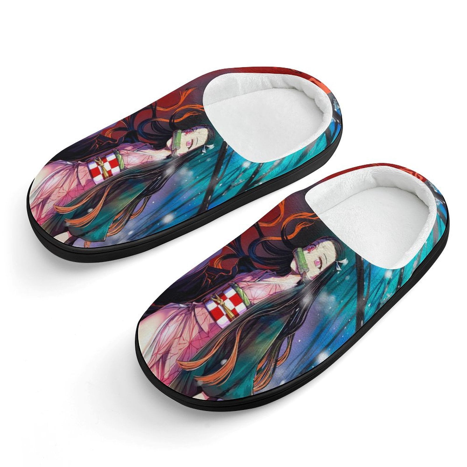 Demon Slayer Nezuko Slippers for Kids, Cute Soft Plush Anti-slip Fluffy ...