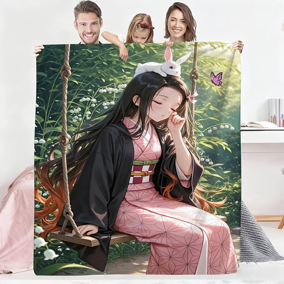 Demon Slayer Nezuko Swing in the Garden Fleece Blanket - 4 Sizes (30x40 ...