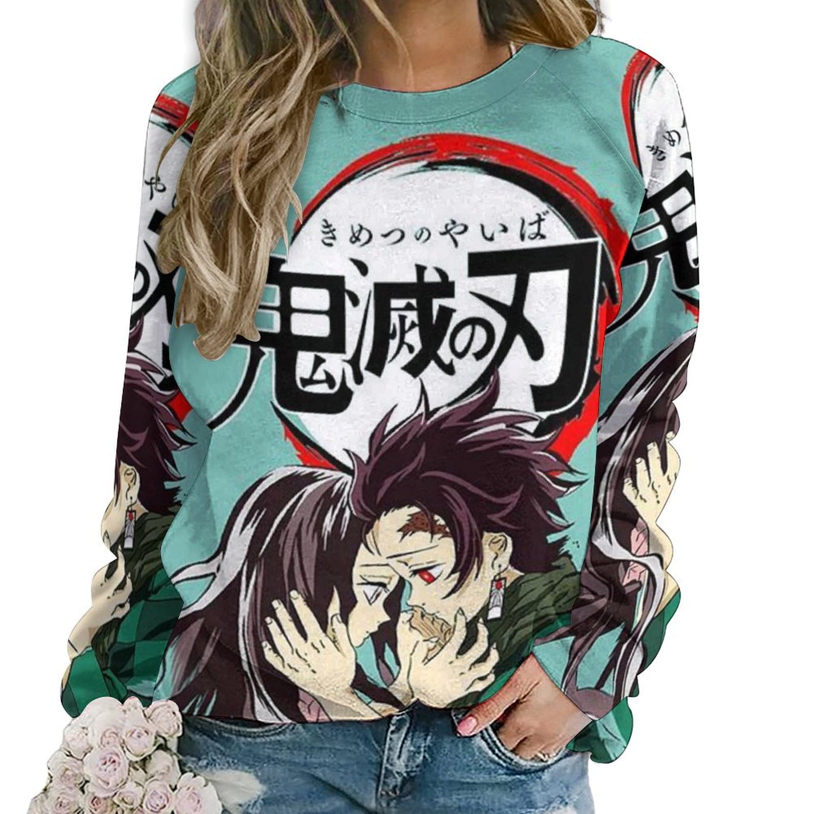 Demon Slayer Nezuko Tanjiro Womens Sweatshirts Hoddies Hooded Raglan ...