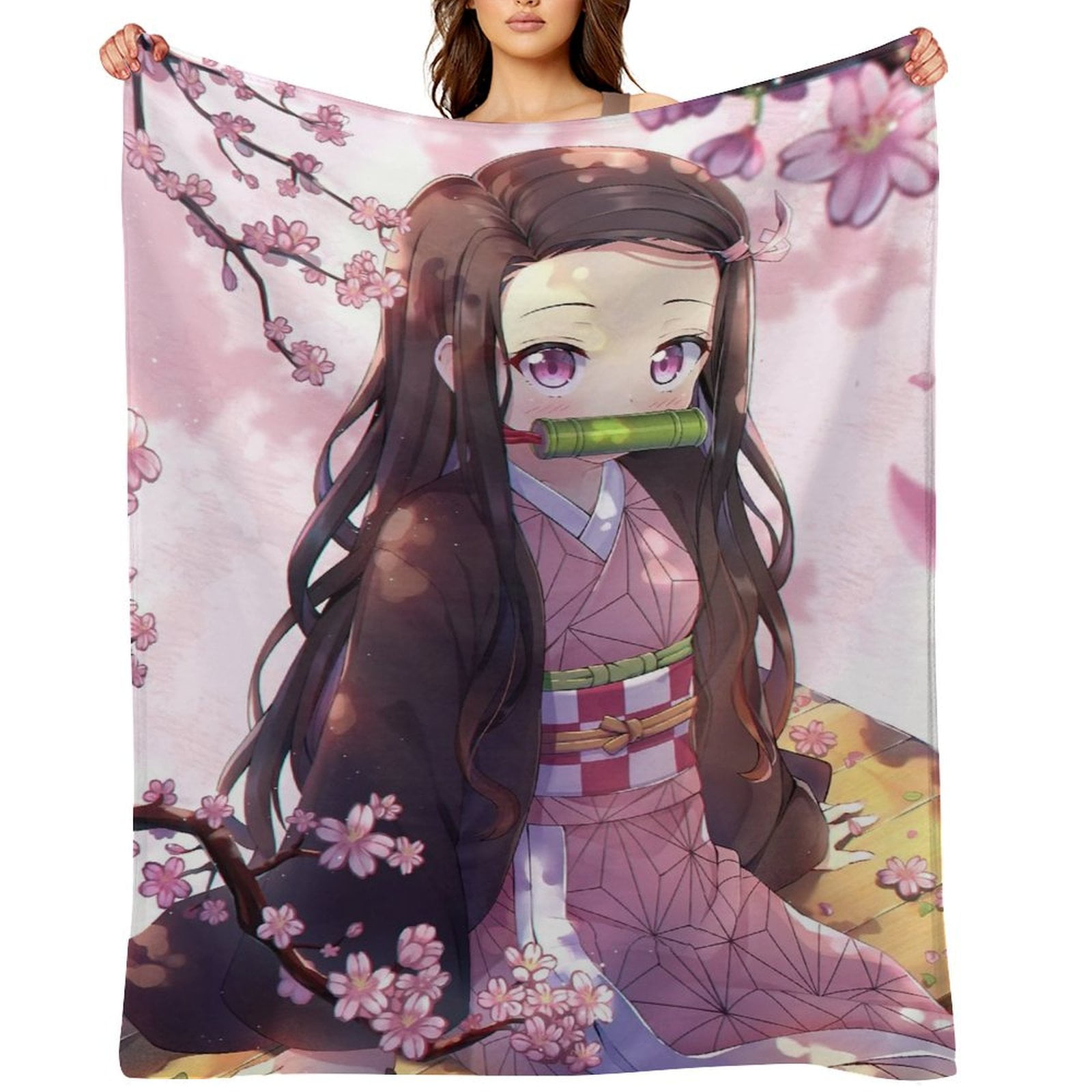 Demon Slayer Nezuko Throw Blanket Soft Cozy Warm College Printing ...