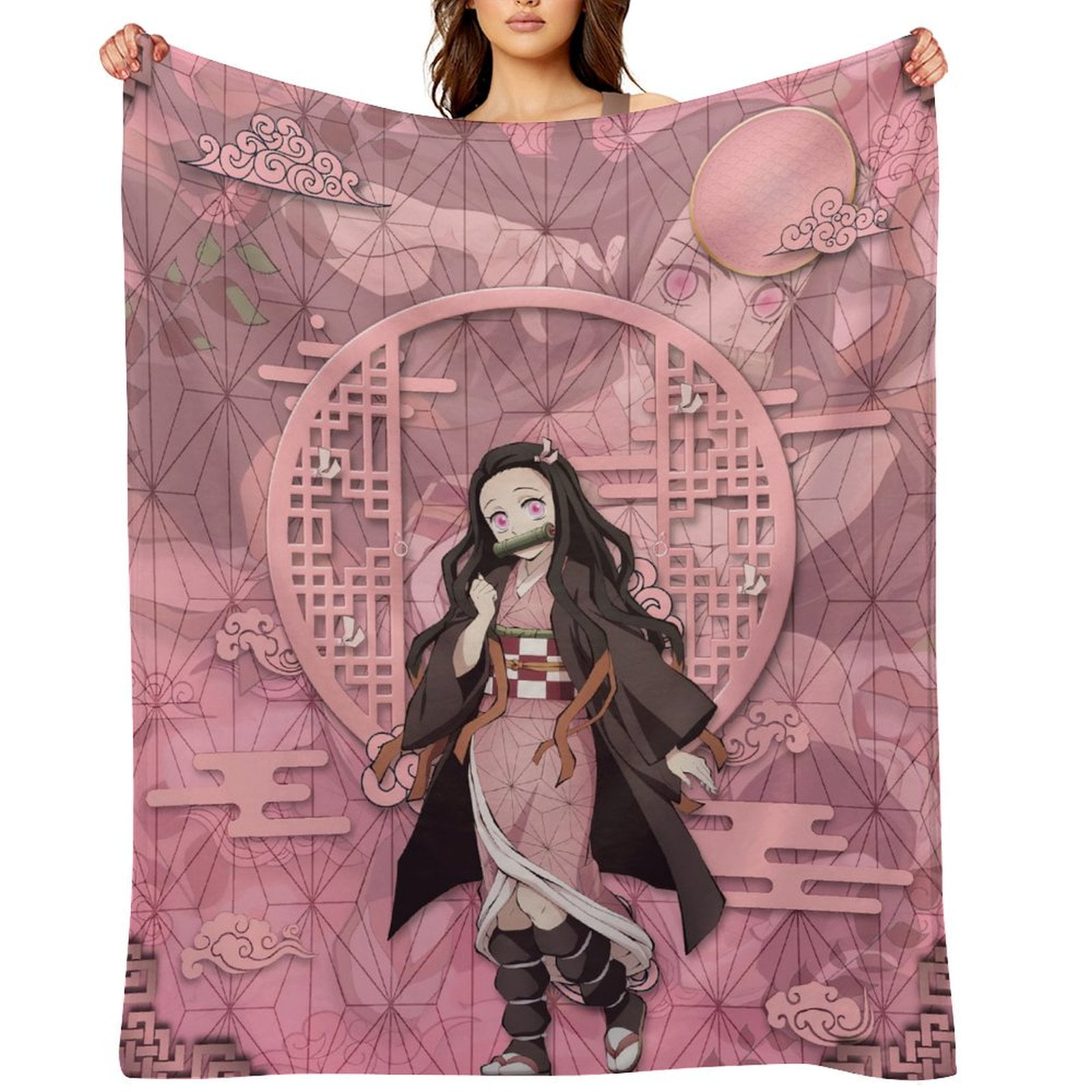 Demon Slayer Nezuko Throw Blanket Soft Cozy Warm College Printing ...