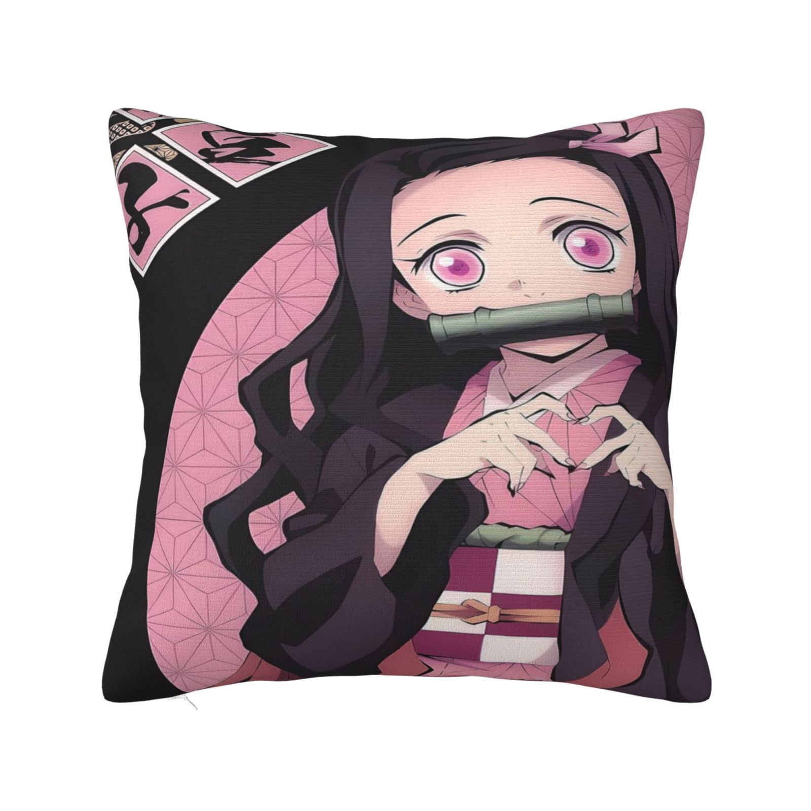 Demon Slayer Nezuko Throw Pillow Covers 16"X16" Pillow Case Cushion ...