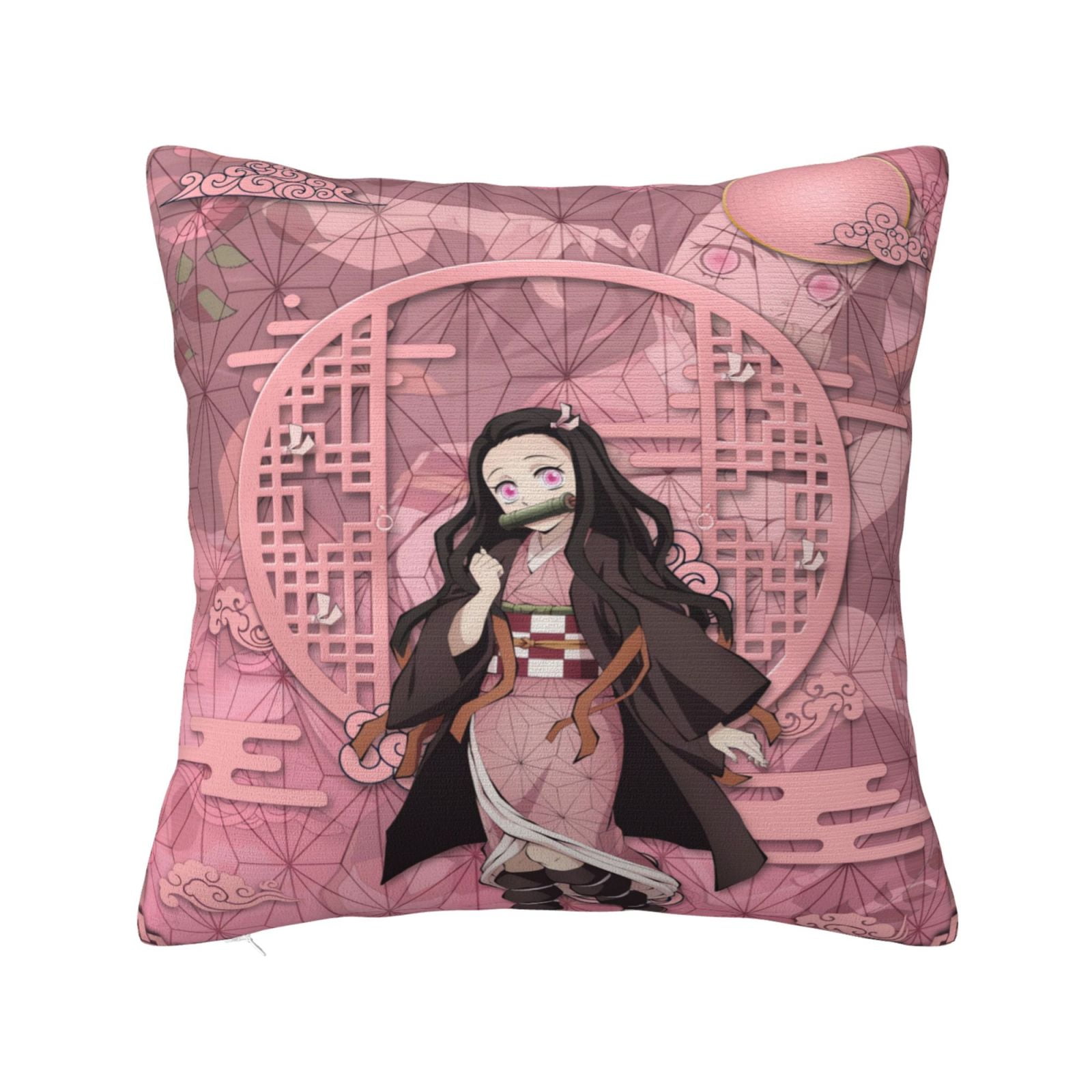 Demon Slayer Nezuko Throw Pillow Covers 24"X24" Pillow Case Cushion ...