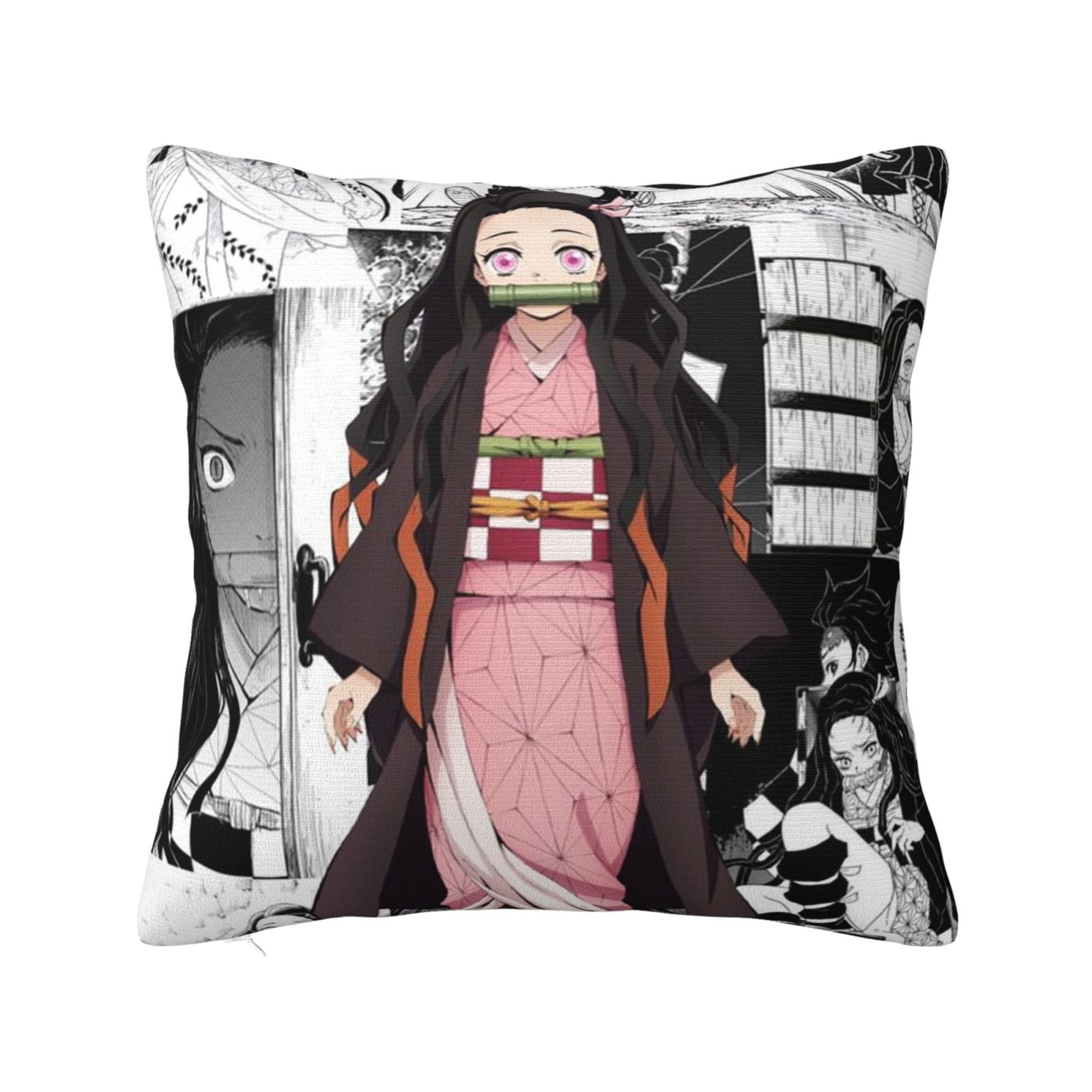 Demon Slayer Nezuko Throw Pillow Covers 26"X26" Pillow Case Cushion ...