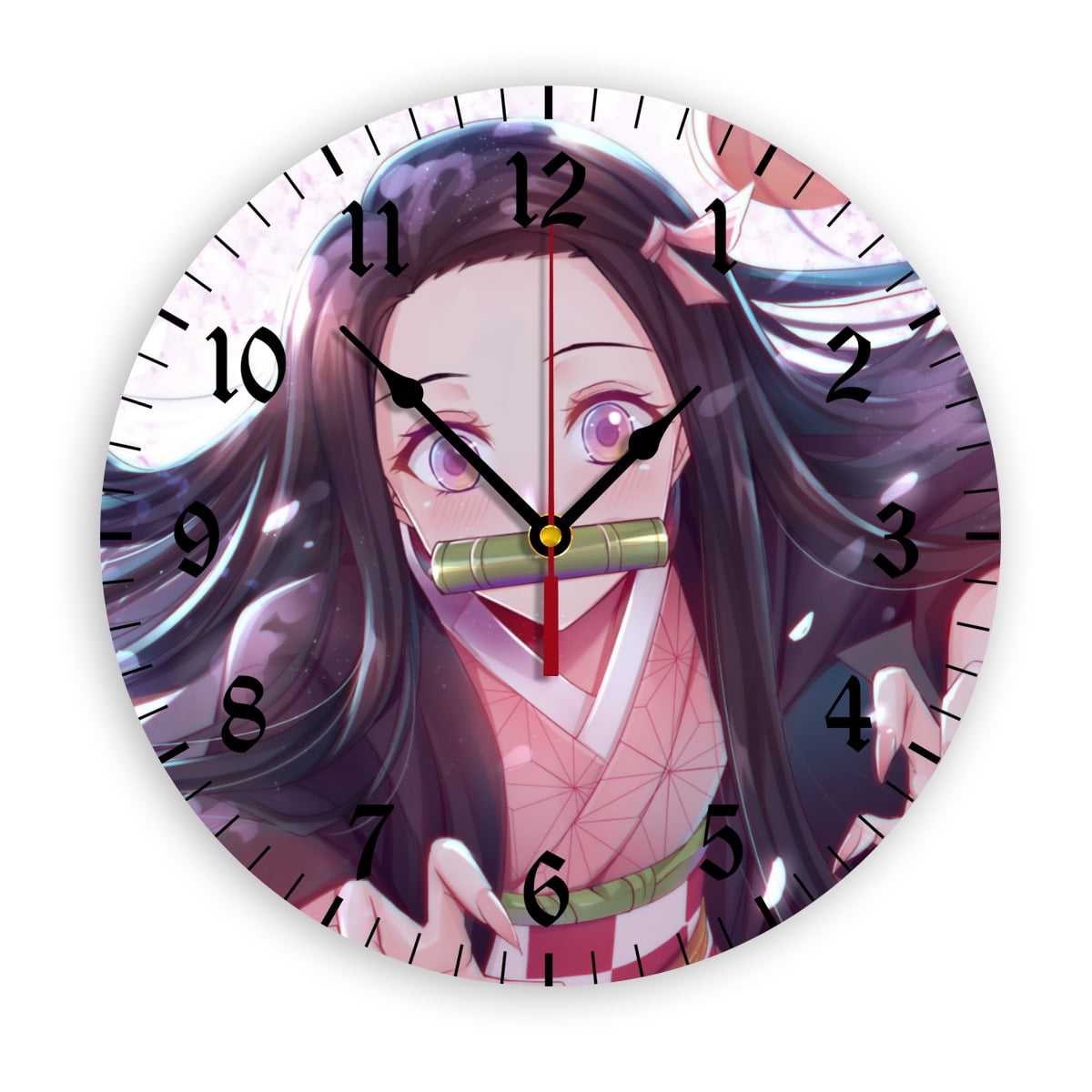 Demon Slayer Nezuko Wall Clock with Clear Glass Dial Silent and Non ...