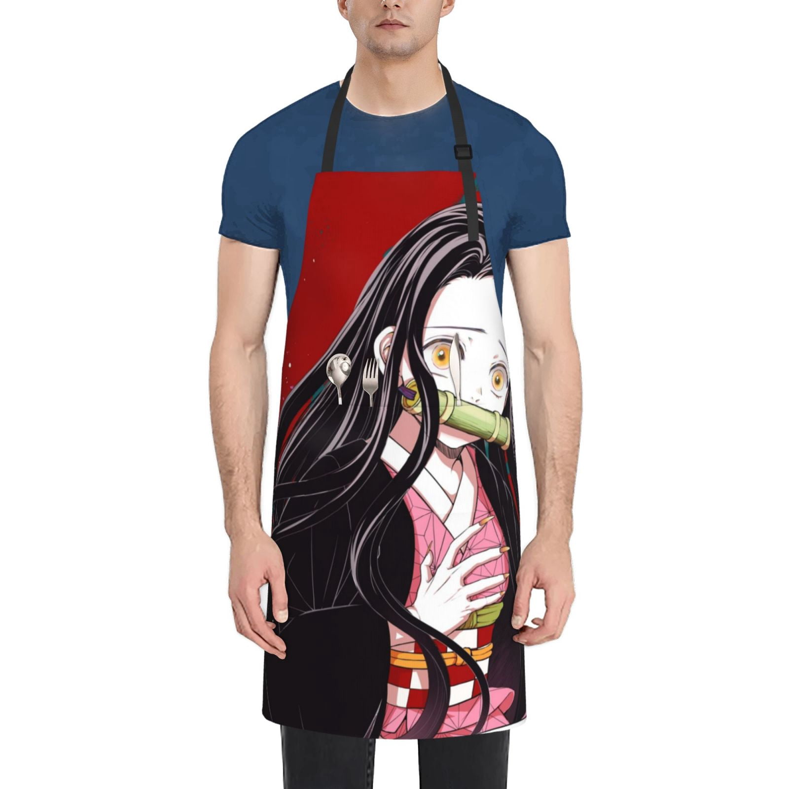 Demon Slayer Nezuko Waterproof Cooking Aprons, Adjustable Bib Soft Chef ...