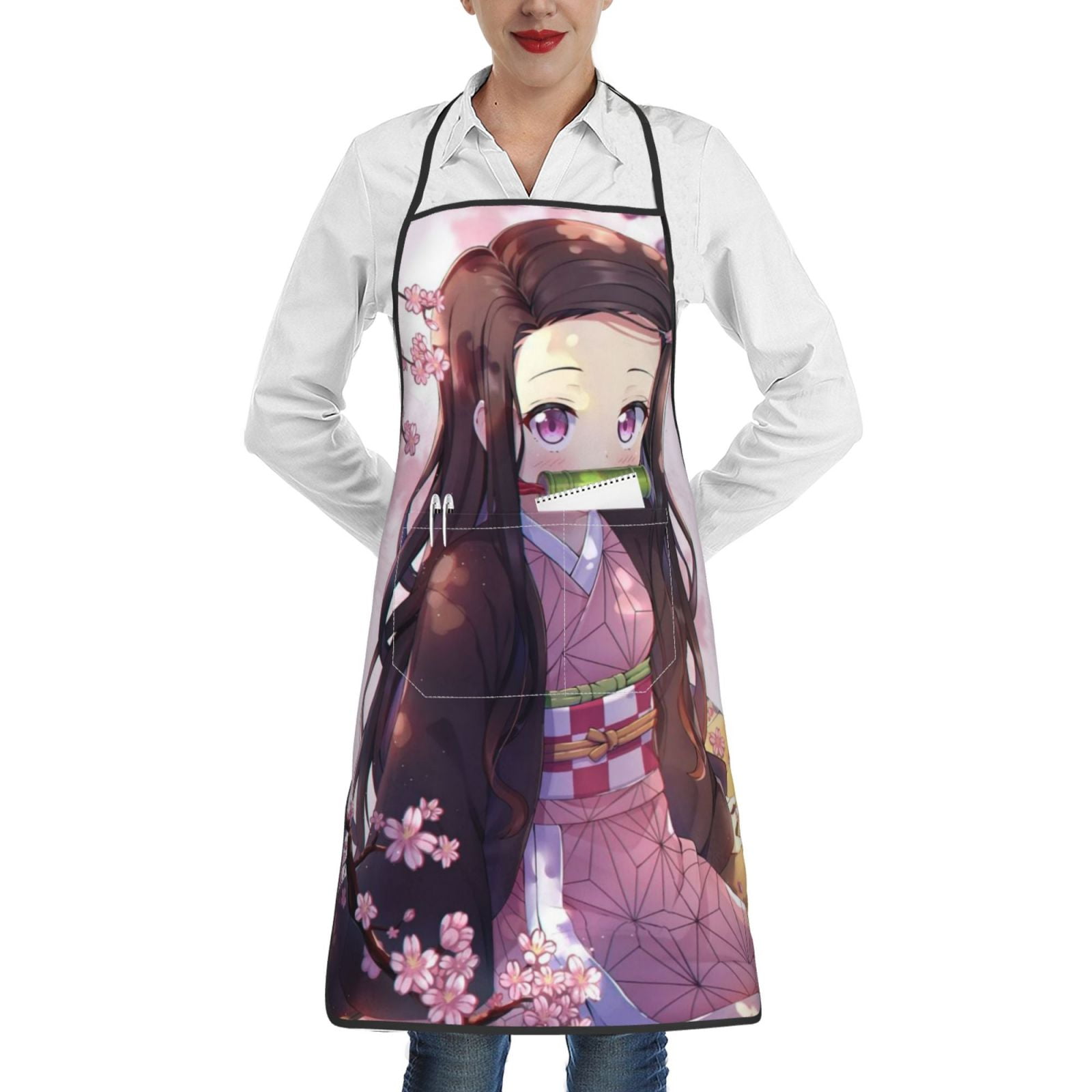 Demon Slayer Nezuko Waterproof Cooking Aprons, Adjustable Bib Soft Chef ...