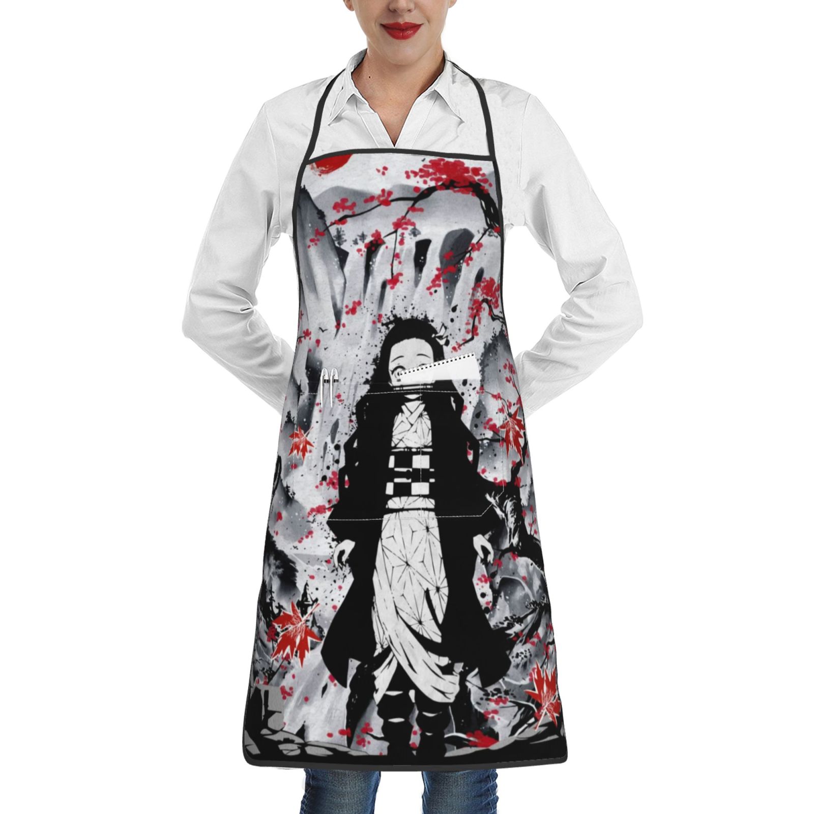 Demon Slayer Nezuko Waterproof Cooking Aprons, Adjustable Bib Soft Chef ...