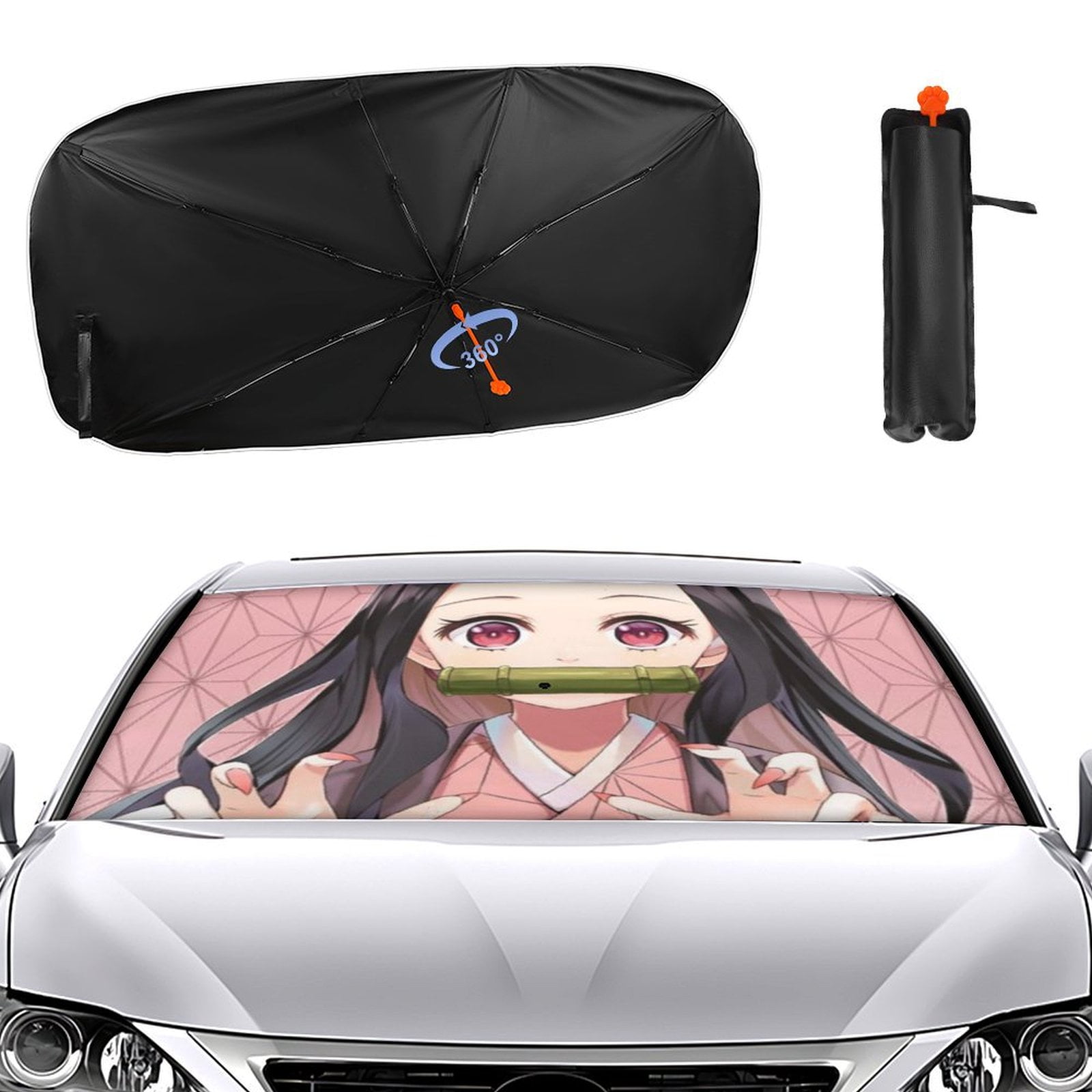 Demon Slayer Nezuko Windshield Sun Shade Umbrella - Foldable Car Window ...