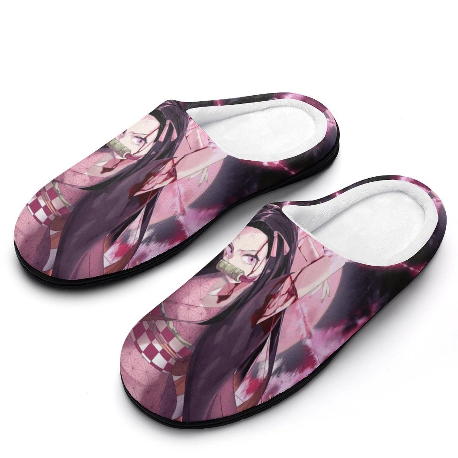 Demon Slayer Nezuko Womens Slippers Anti-slip Fluffy Fuzzy House ...