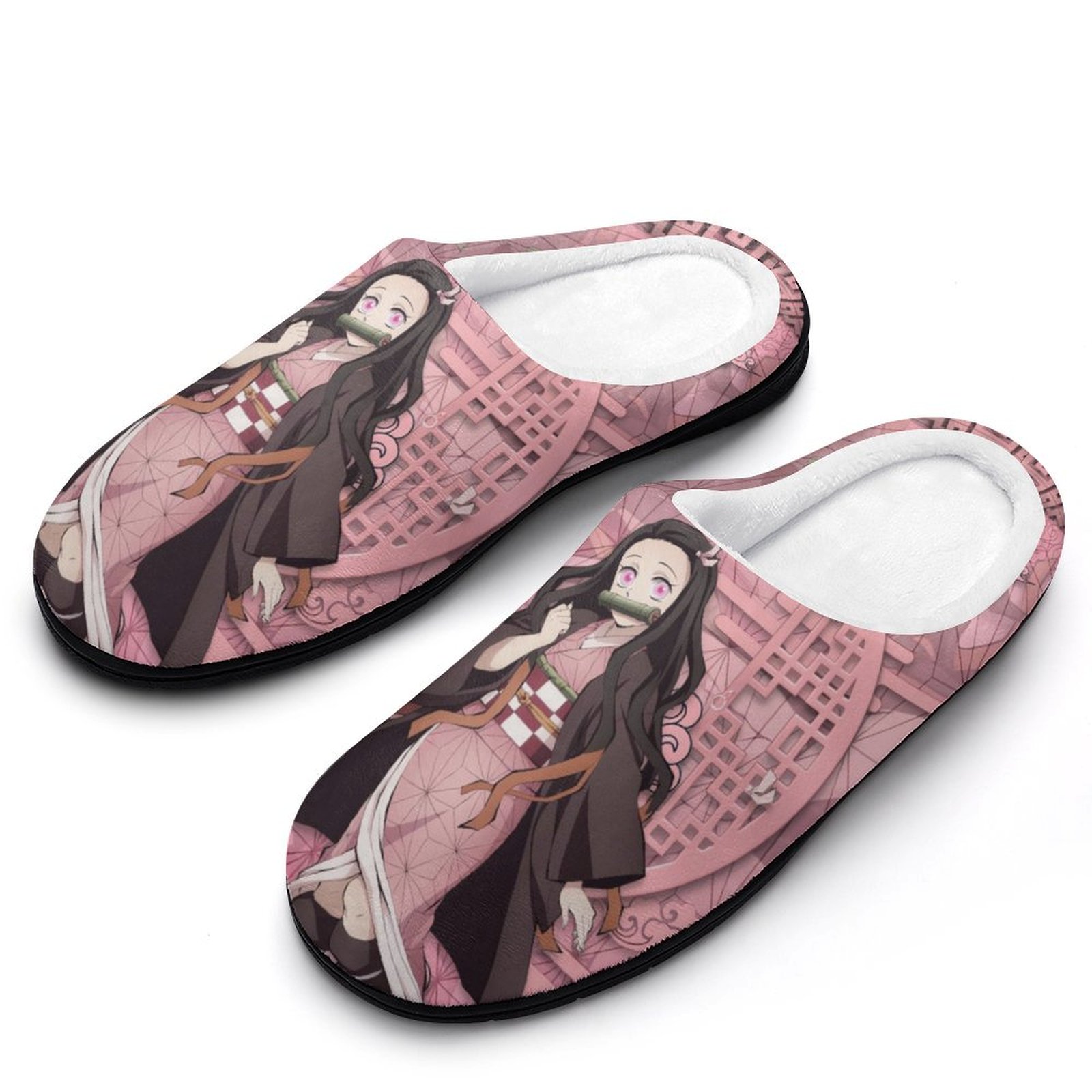 Demon Slayer Nezuko Womens Slippers Anti-slip Fluffy Fuzzy House ...