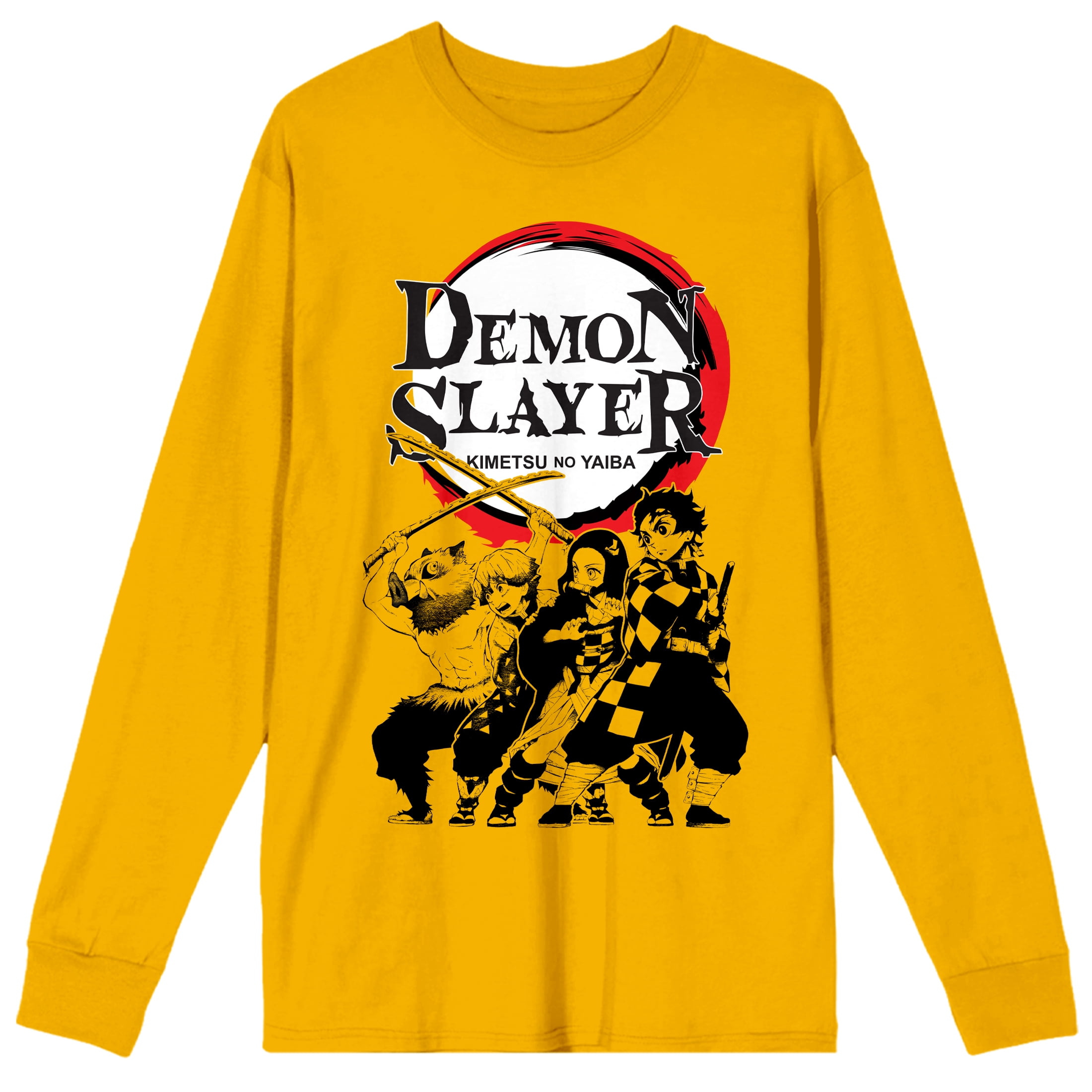 Demon Slayer Oversized Character Group Shot & Logo Men's Yellow Crew ...