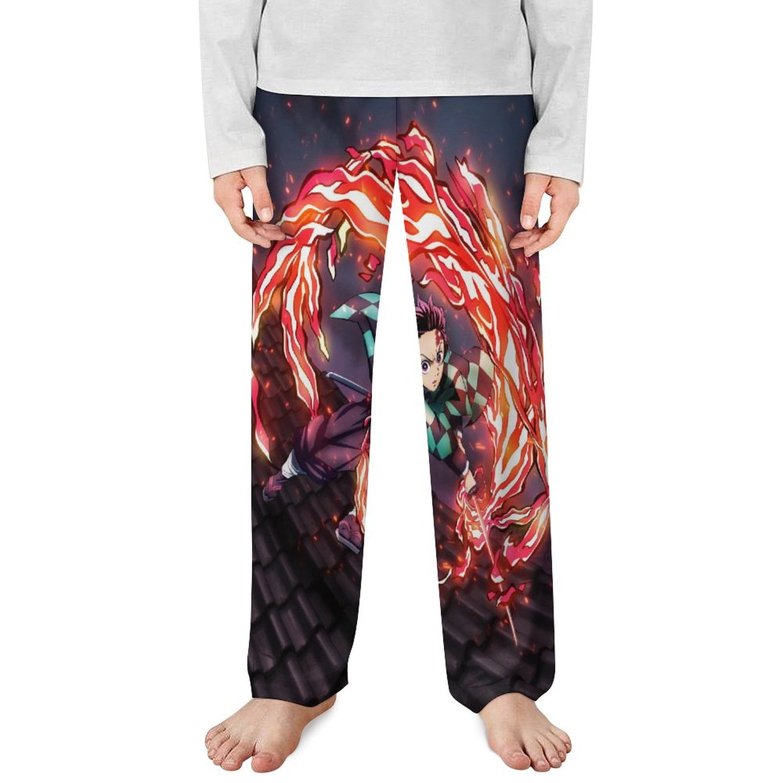 Demon Slayer Pajama Pants for Kids Long Sleep Plaid Pants Soft Lounge ...