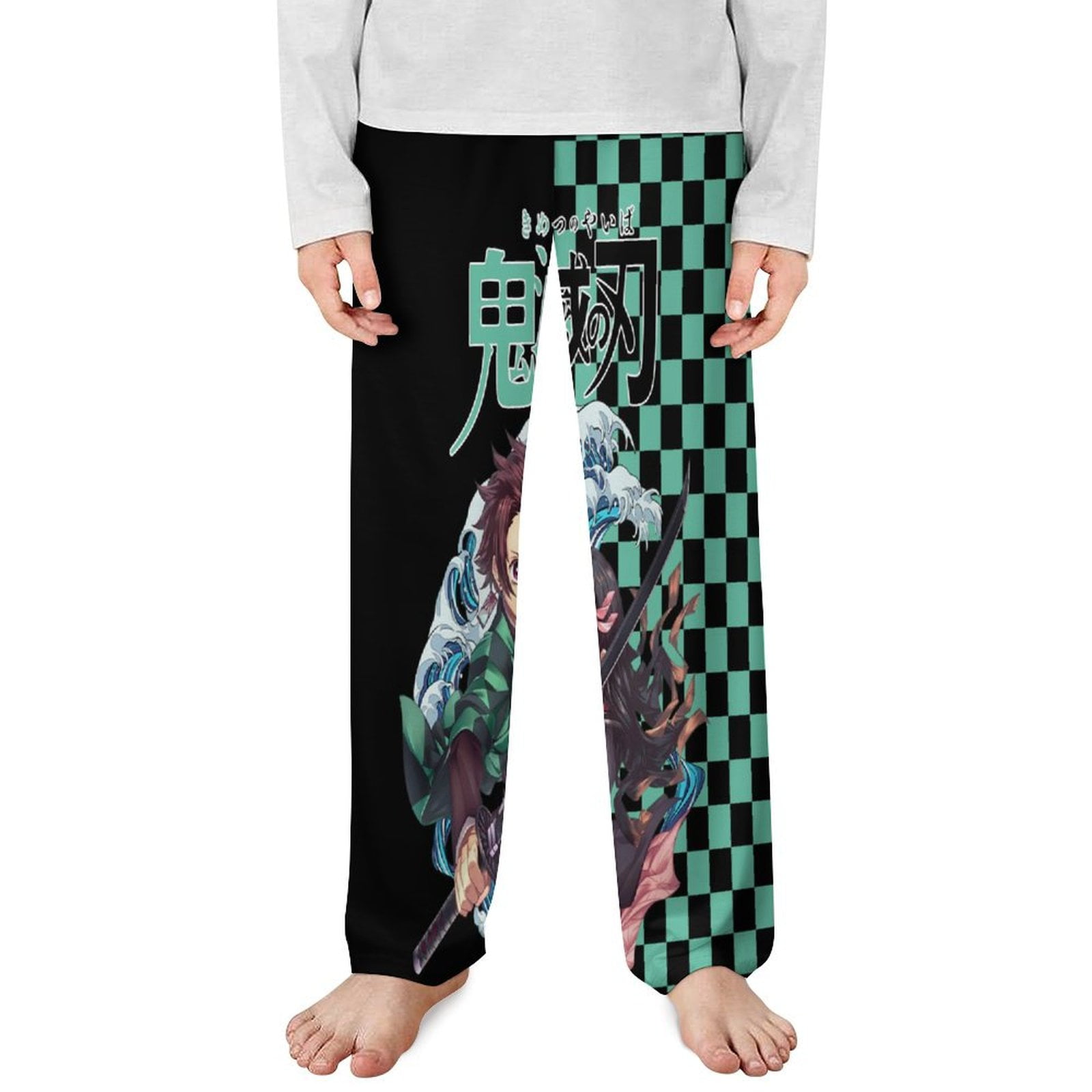 Demon Slayer Pajama Pants for Kids Long Sleep Plaid Pants Soft Lounge ...