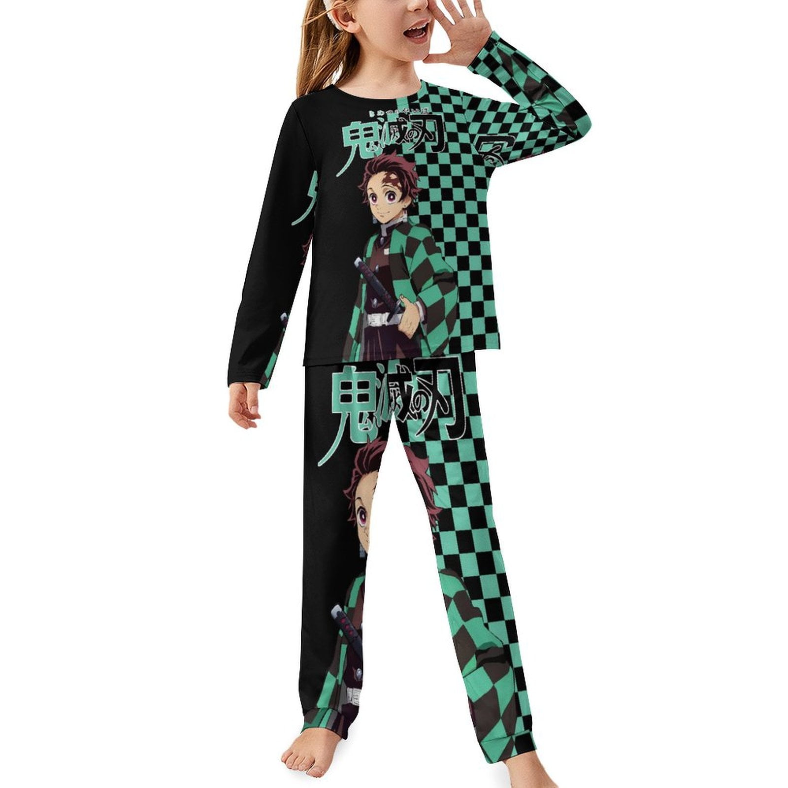 Demon Slayer Pajama Set Cartoon Sleepwear Pant Set Long Sleeve PJ ...
