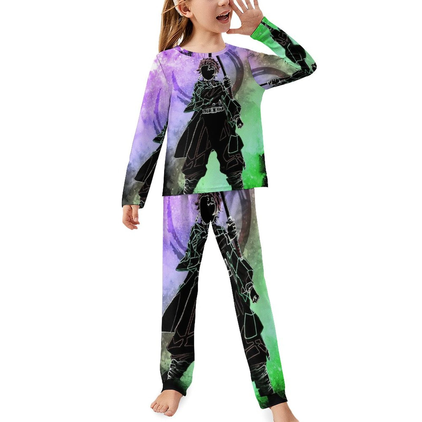 Demon Slayer Pajama Set Cartoon Sleepwear Pant Set Long Sleeve PJ ...