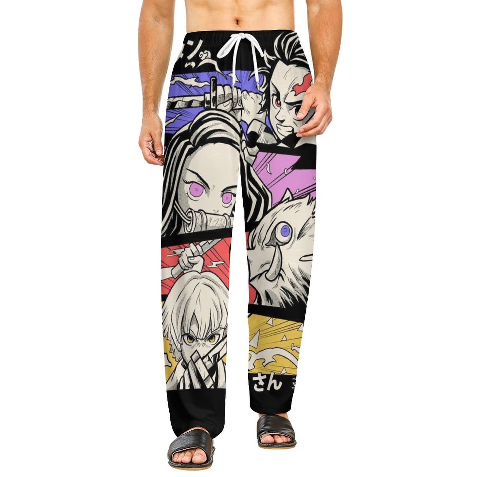 Demon Slayer Pajamas Pants 3D Printing Wide Leg PJ Pant Loungewear ...