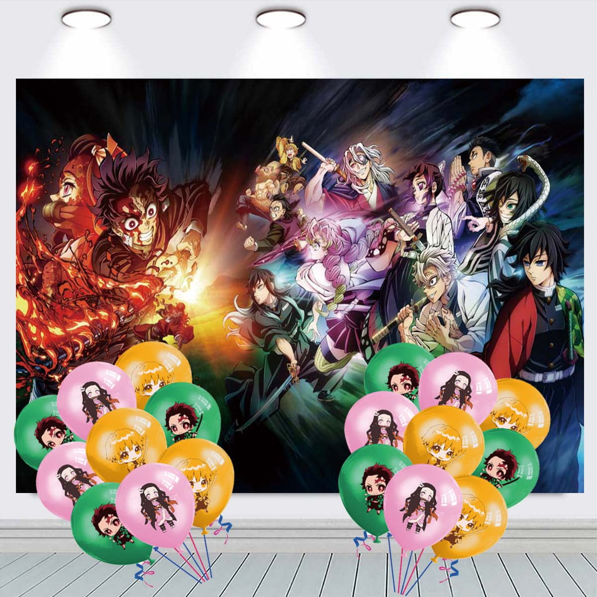 Demon Slayer Party Decorations Backdrop Banner Balloons Taspestry Wall ...