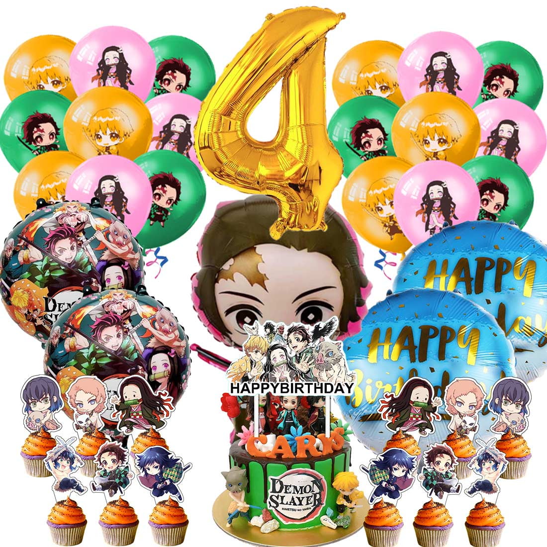Demon Slayer Party Supplies 4th Decor Kit Balloons Birthday Cake Topper ...