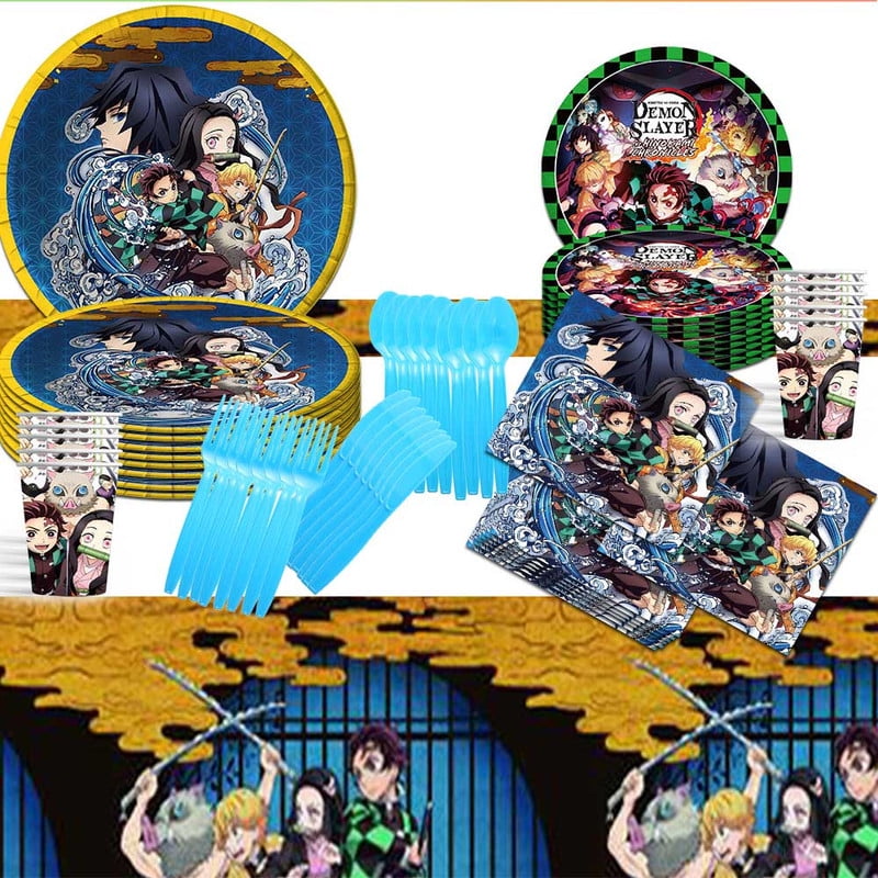 Demon Slayer Party Tableware Set Plates Cup Kit Birthday Supplies ...
