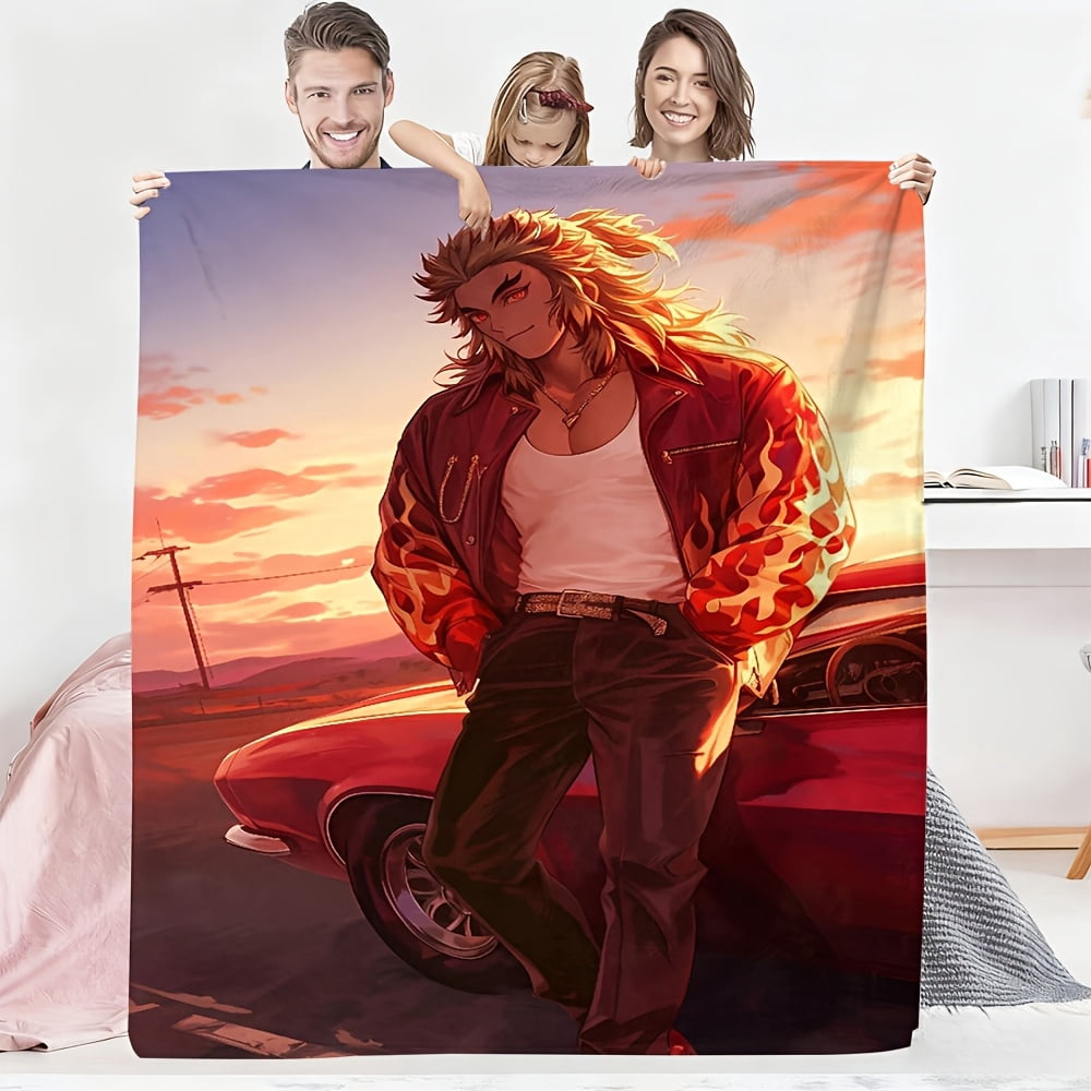 Demon Slayer Rengoku Kyojuro Sunset Cruiser Fleece Blanket - 4 Sizes ...