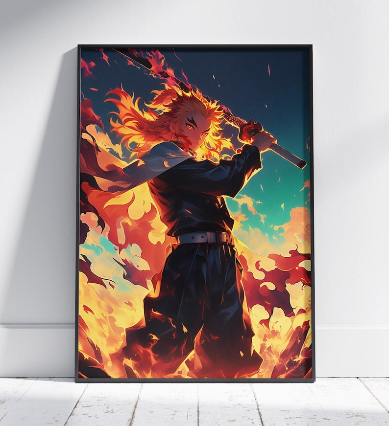 Demon Slayer Rengoku Manga Anime Wall Art Action Hero Poster Teen ...