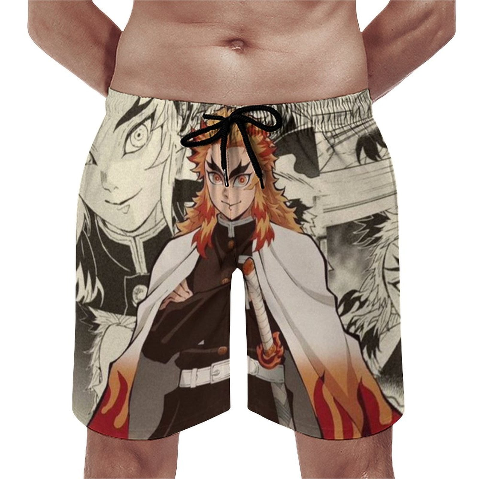 Demon Slayer Rengoku Men's Swim Trunks Quick Dry Beach Board Shorts ...