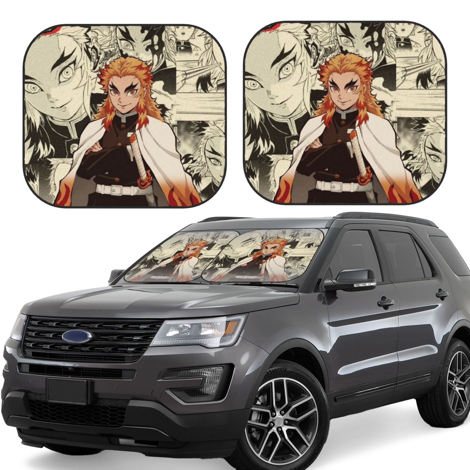 Demon Slayer Rengoku Windshield Sun Shades Foldable Automotive Car ...