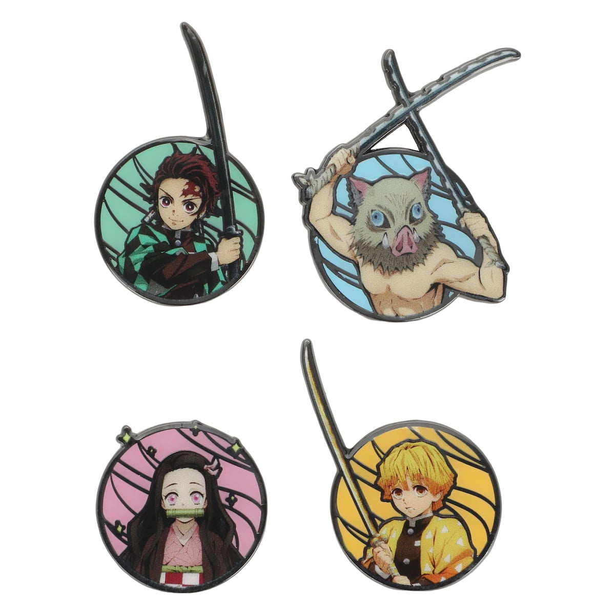 Demon Slayer Set of 4 Enamel Pins - Walmart.com